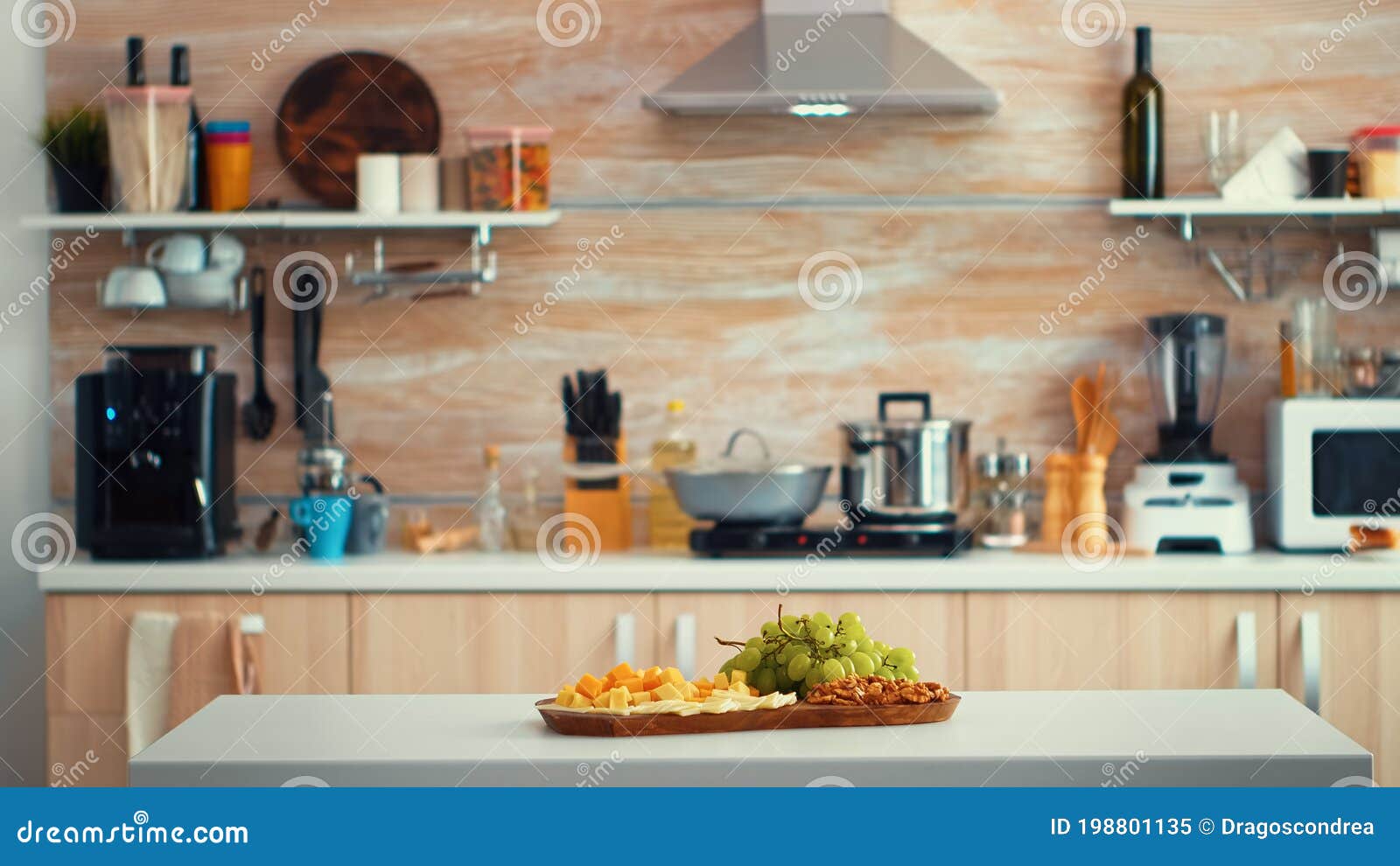 Empty modern kitchen stock image. Image of furniture - 198801135