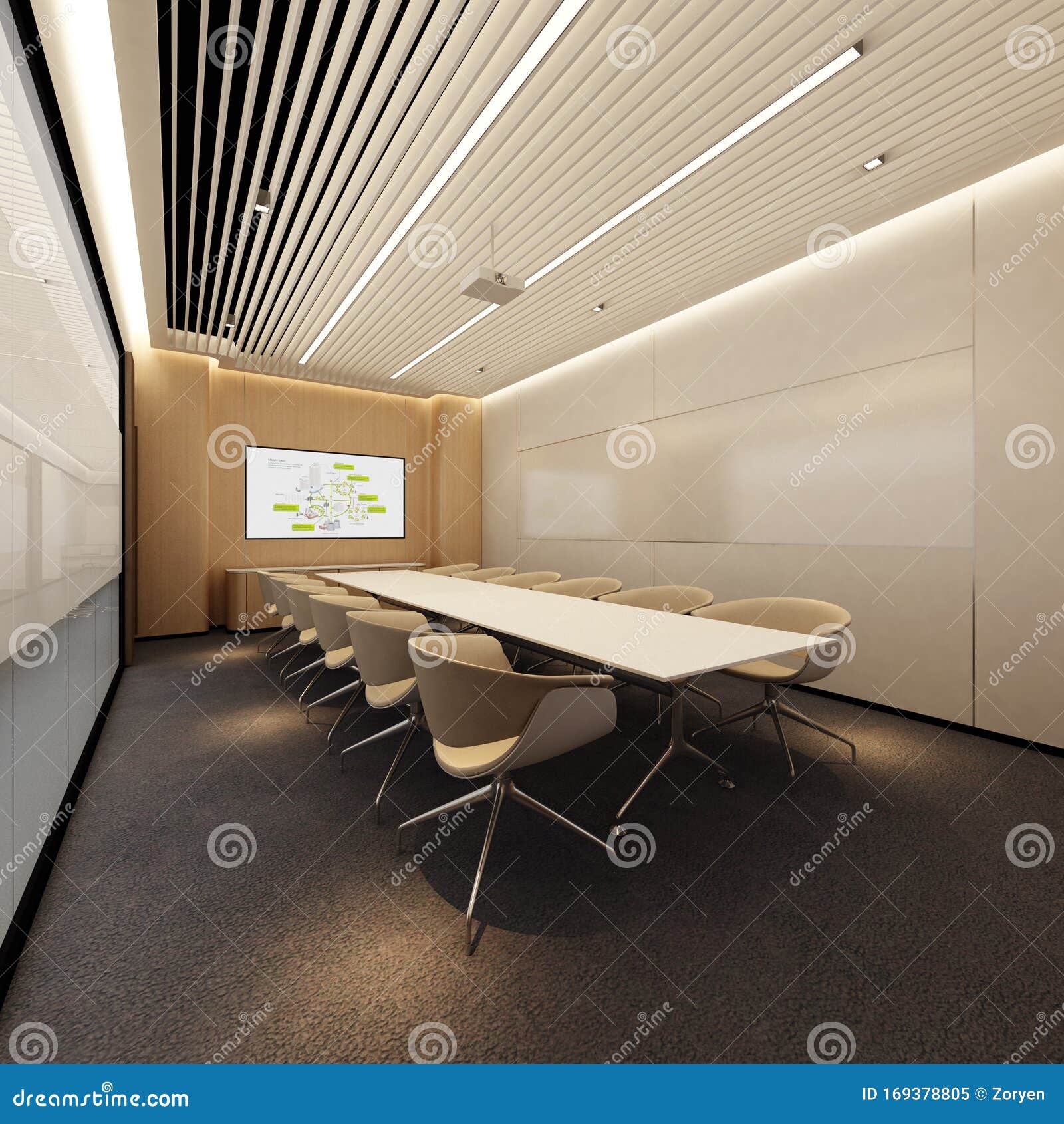 Empty meeting room stock illustration. Illustration of table - 169378805