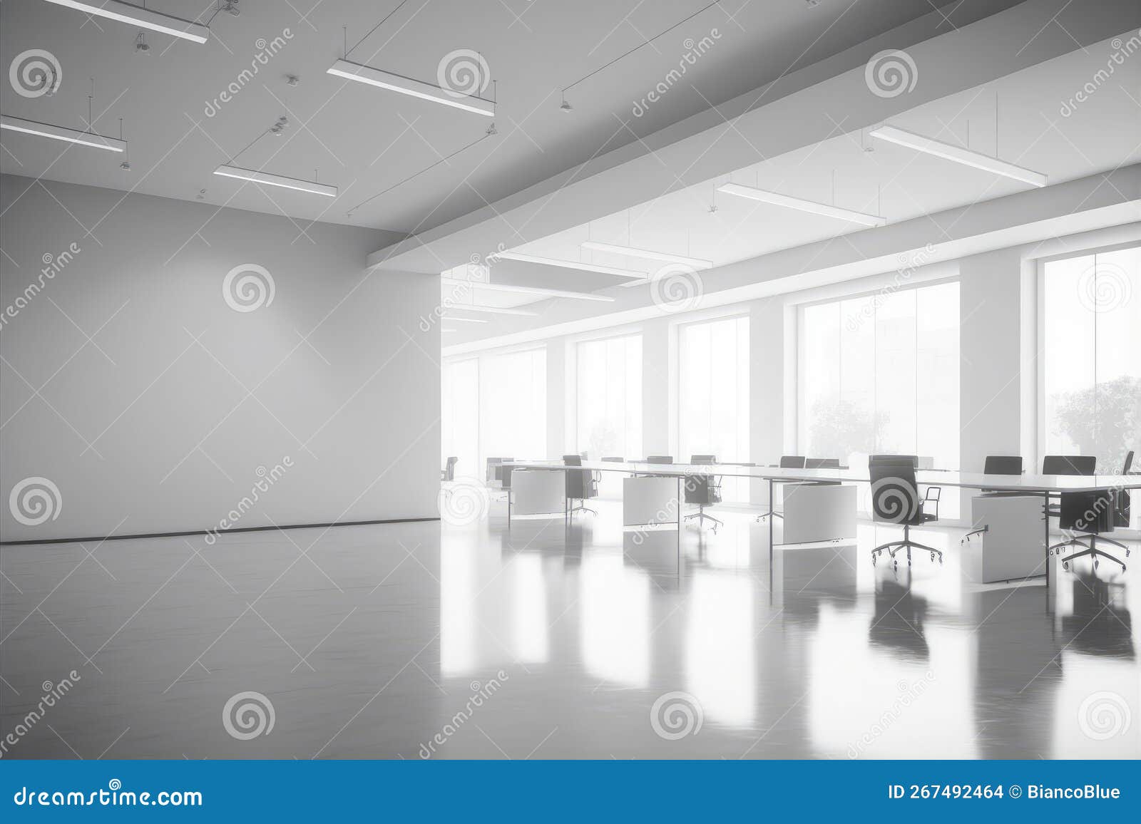 Empty Modern Office Background . Workspace Interior Design White Color ...