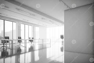 Empty Modern Office Background . Workspace Interior Design White Color ...