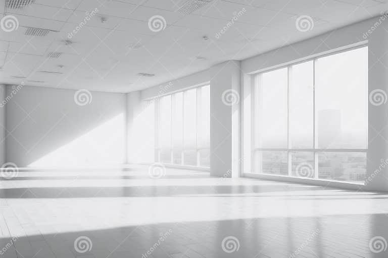 Empty Modern Office Background . Workspace Interior Design White Color ...