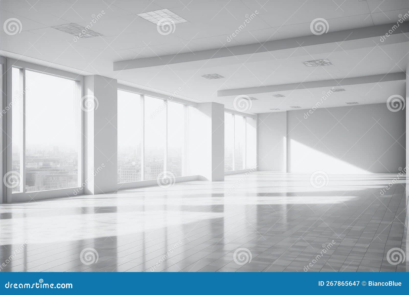 Empty Modern Office Background . Workspace Interior Design White Color ...