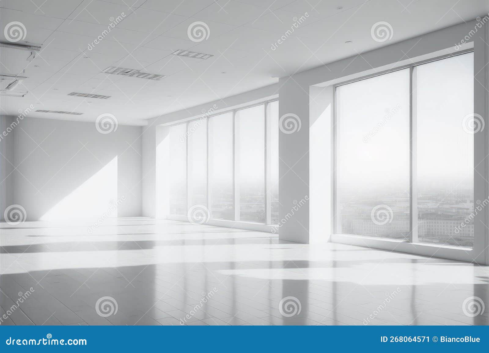 Empty Modern Office Background . Workspace Interior Design White Color ...
