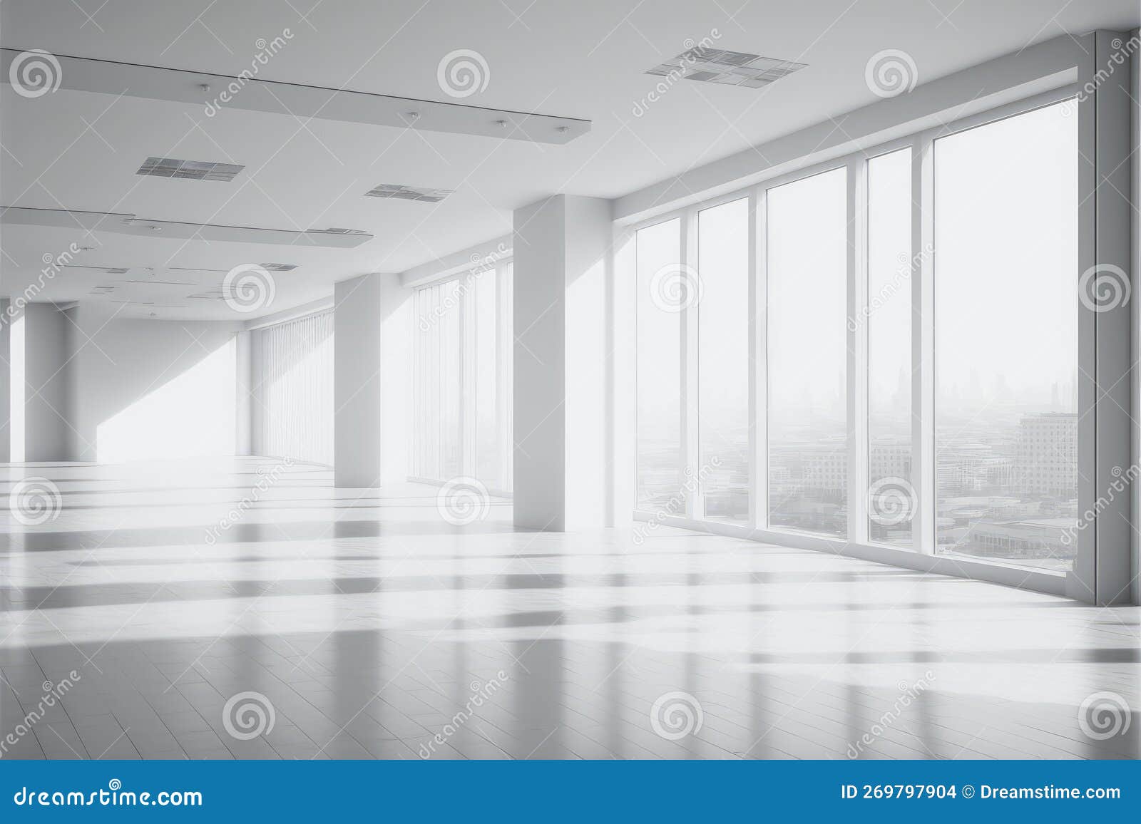 Empty Modern Office Background . Workspace Interior Design White Color ...