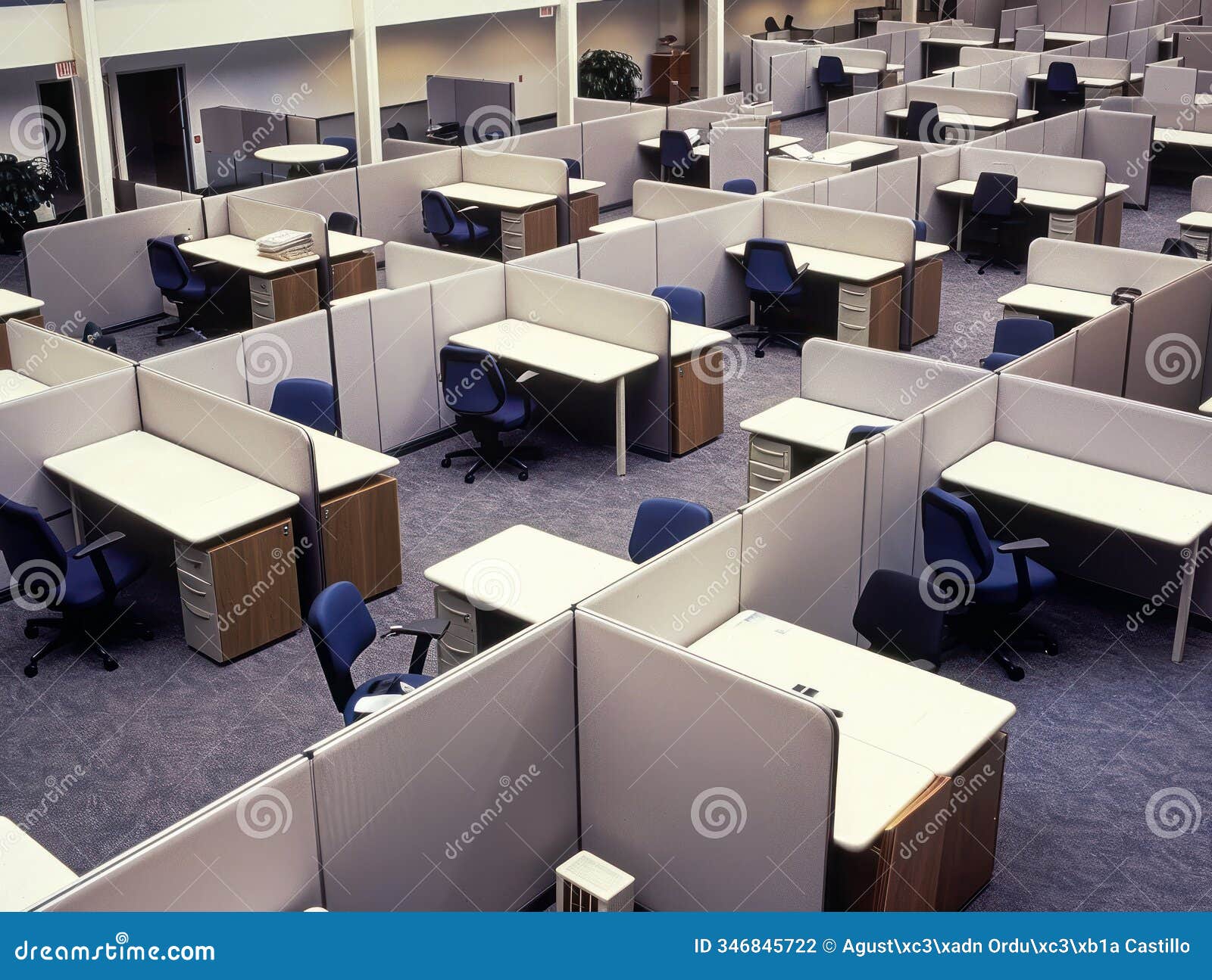 Empty Modern Office Cubicles with Computers and Chairs Stock ...