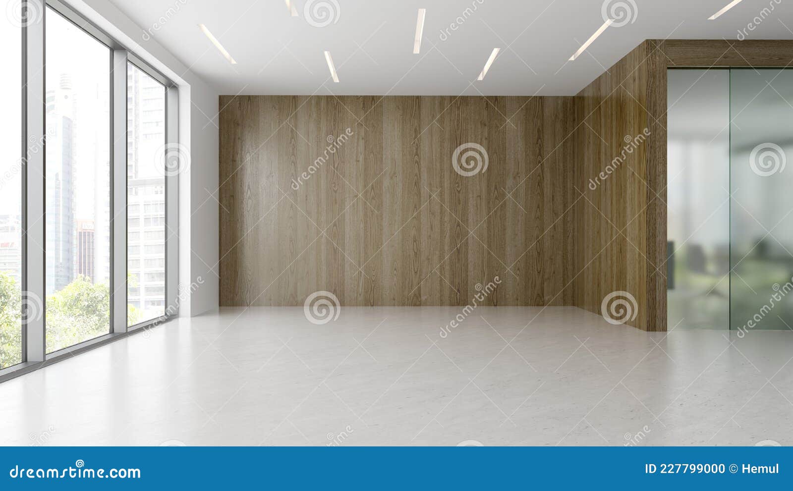 Empty Modern Office Interior Room 3d Illustration Stock Illustration ...