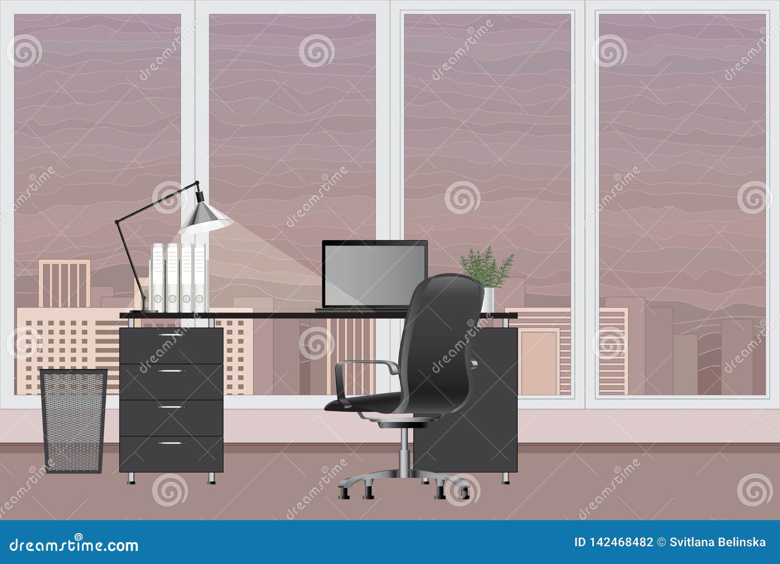 Empty Modern Office Interior. Vector Image. Office Workspace Concept ...