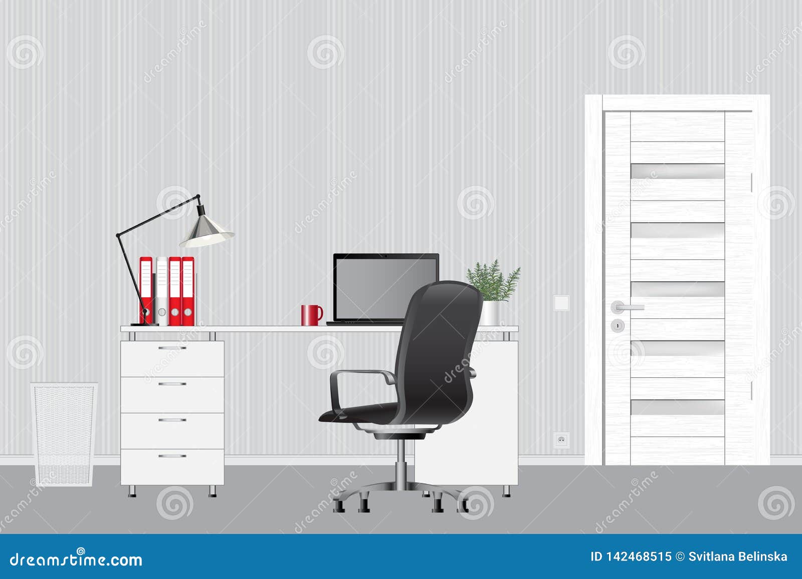Empty Modern Office Interior. Vector Image. Office Workspace Concept ...