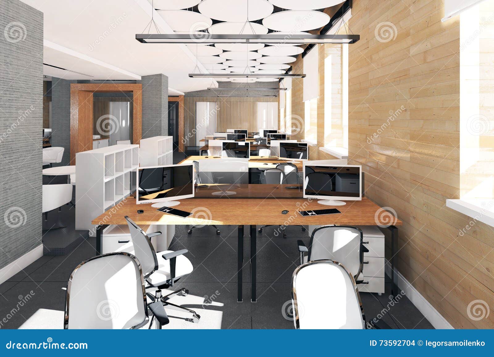 Empty Modern Office Interior Work Place Stock Illustration ...