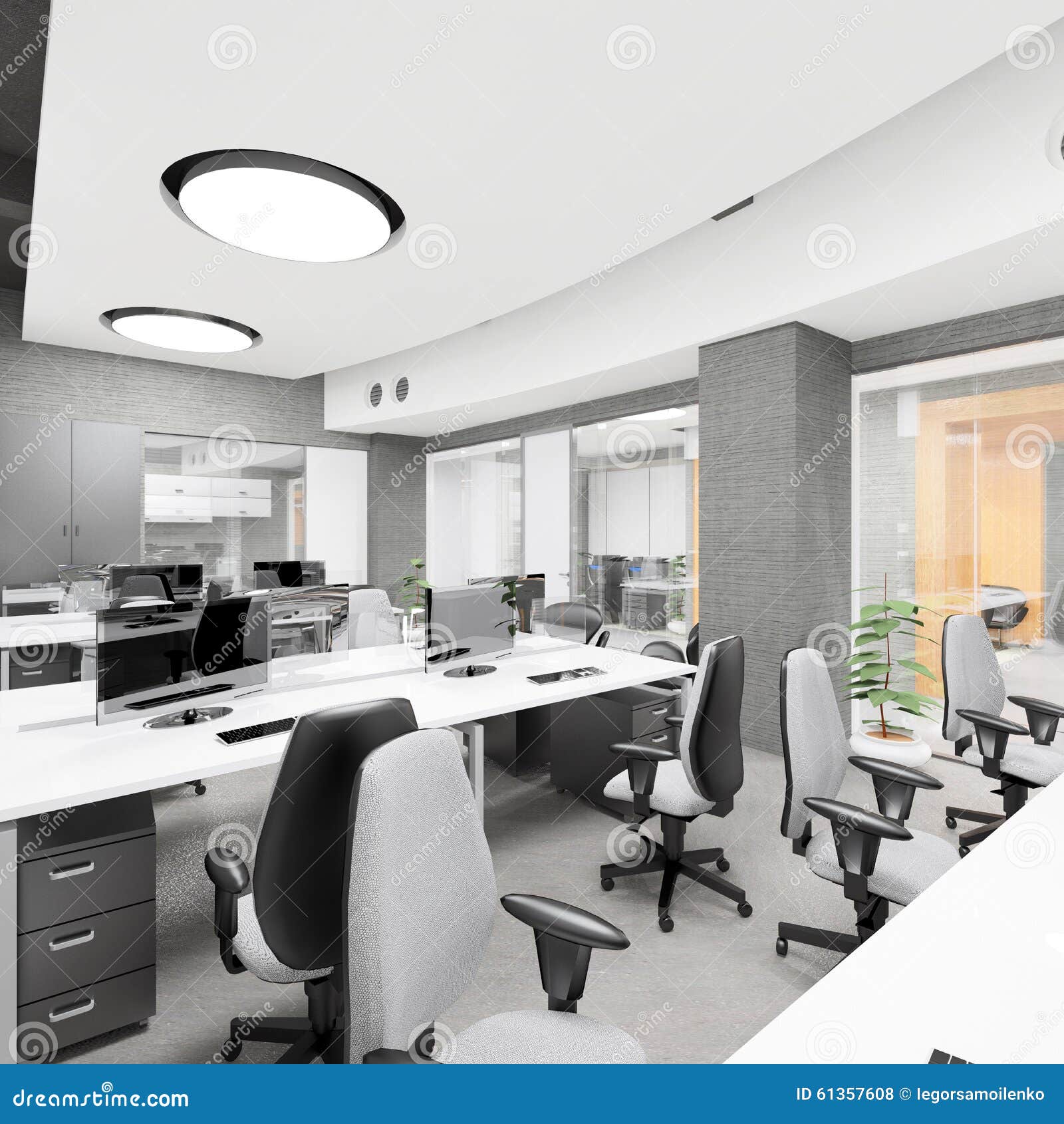 Empty Modern Office Interior Work Place Stock Illustration ...