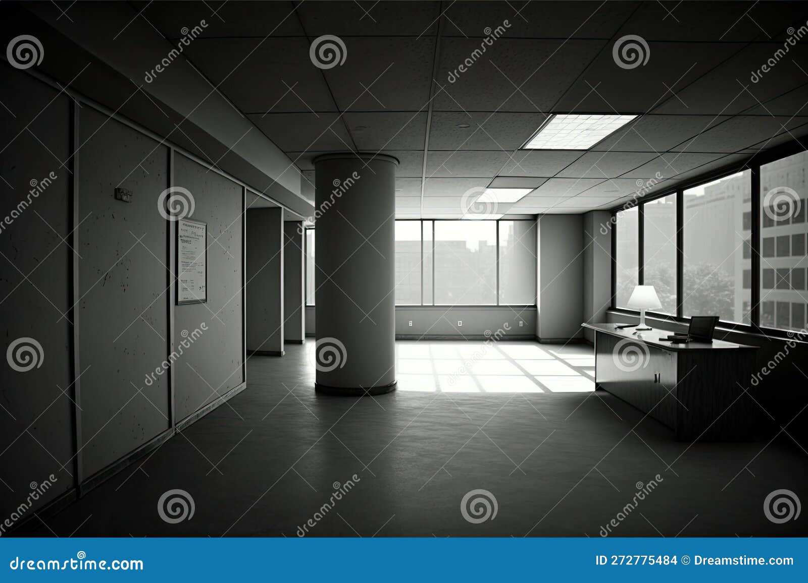 Empty modern office space stock illustration. Illustration of copy ...