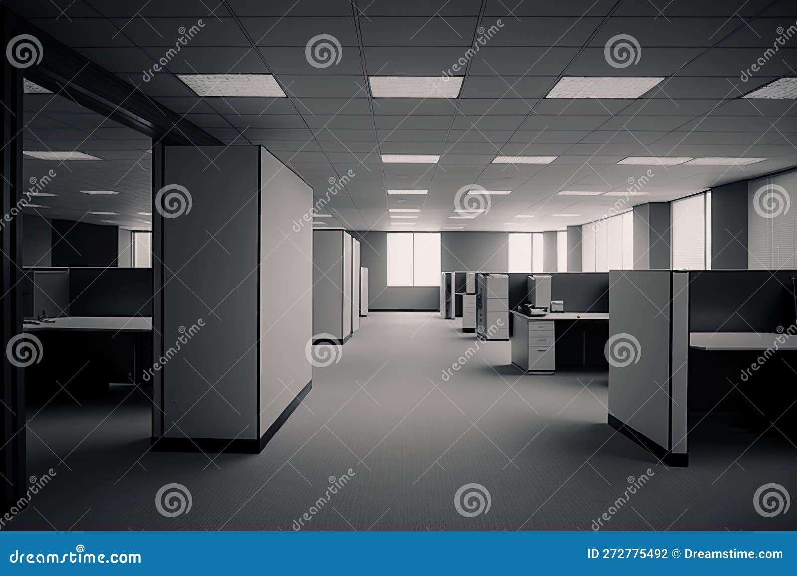 Empty modern office space stock illustration. Illustration of business ...