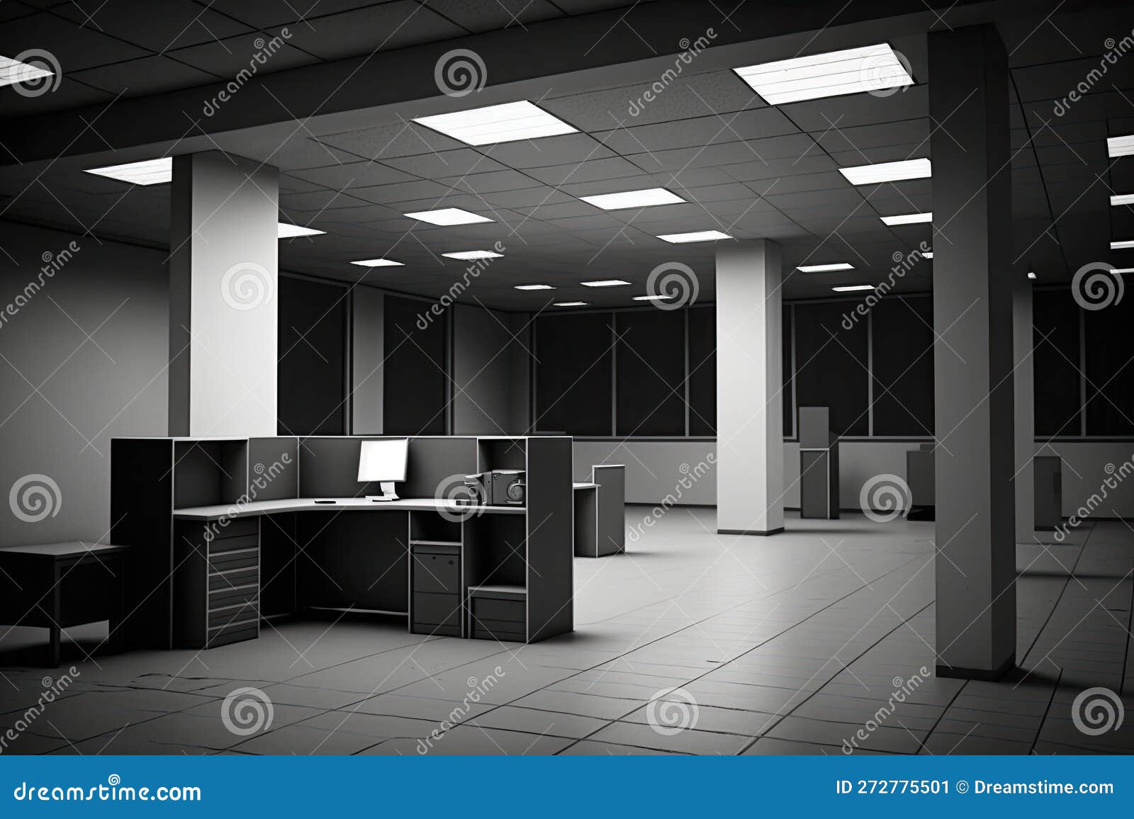 Empty modern office space stock illustration. Illustration of wall ...