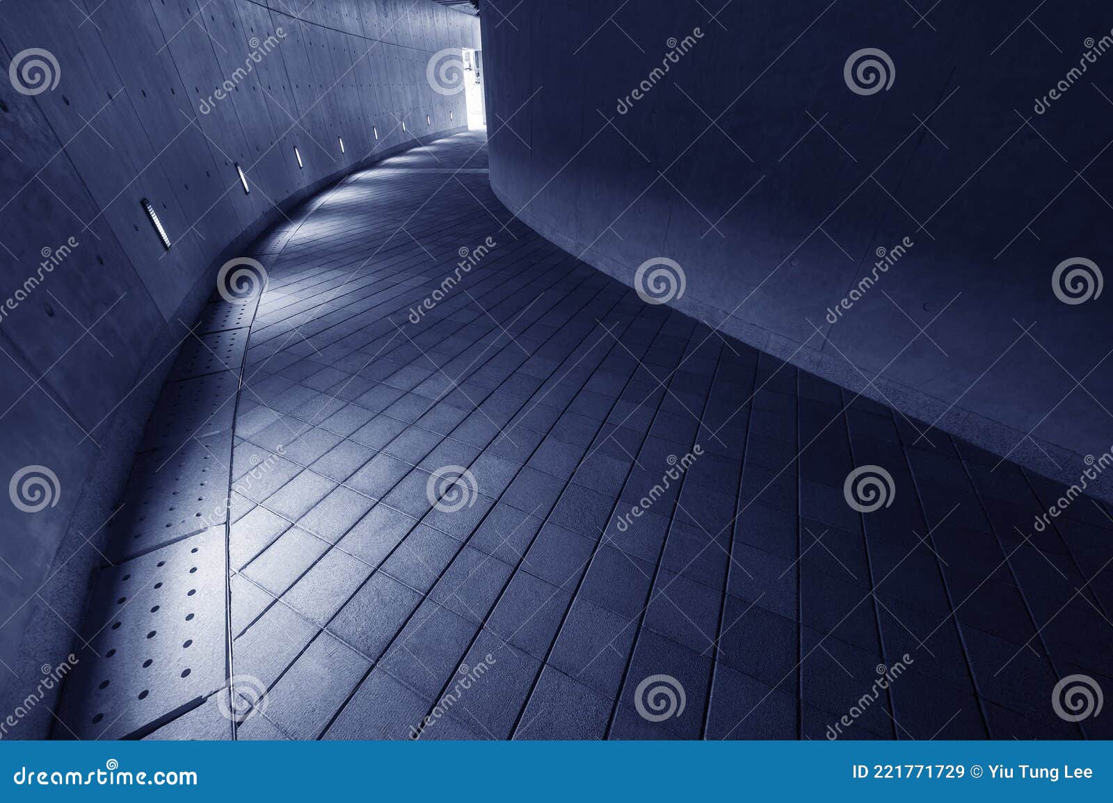 Modern Pedestrian Walkway in the Dark Stock Image - Image of moody ...