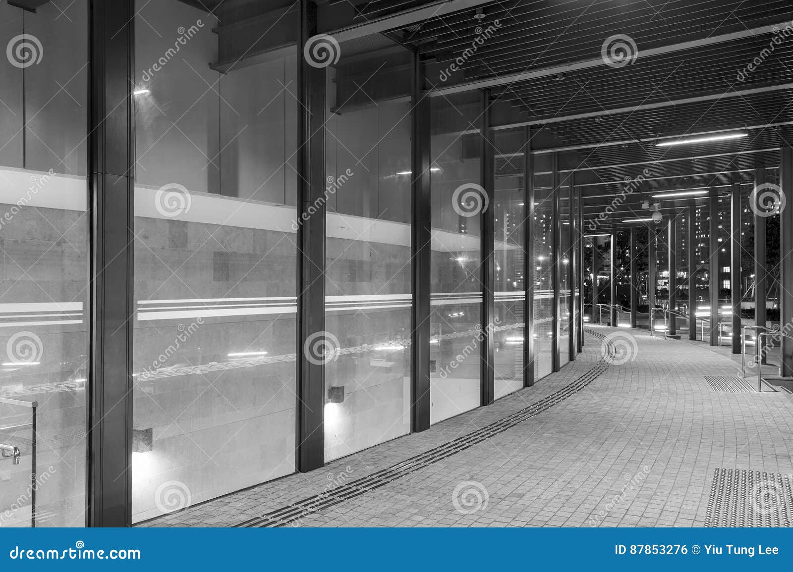 Empty Modern Pedestrian Walkway Stock Photo - Image of column ...