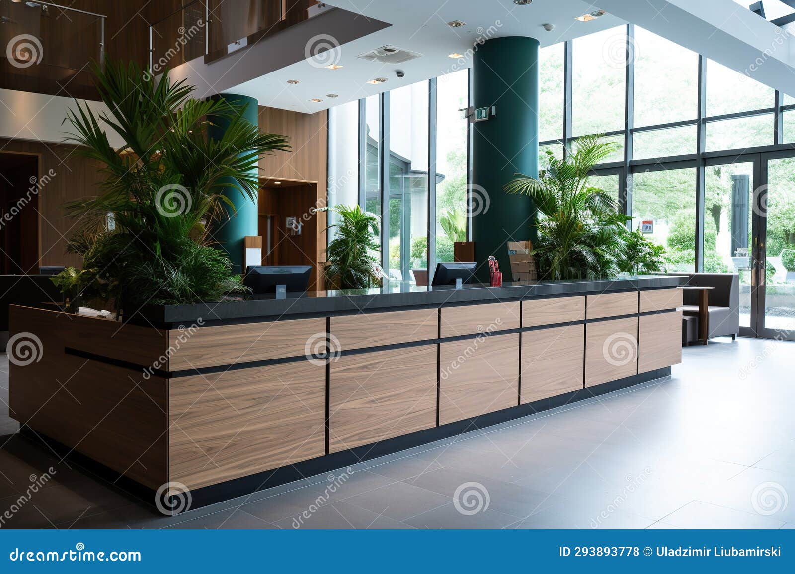 Empty Modern Reception Desk in the Lobby of a Hotel, Office ...