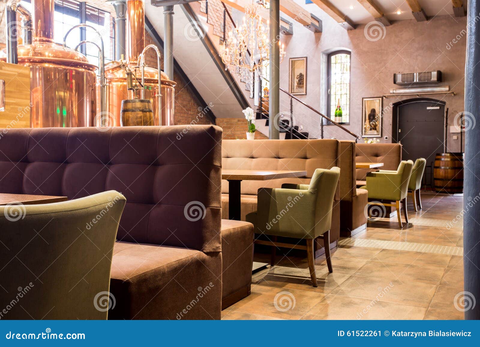 Empty Modern Restaurant Interior Stock Image - Image of tables ...