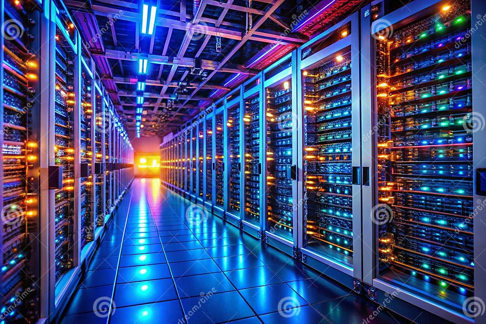 Empty Modern Server Farm a TiltShift Perspective on CuttingEdge Data ...