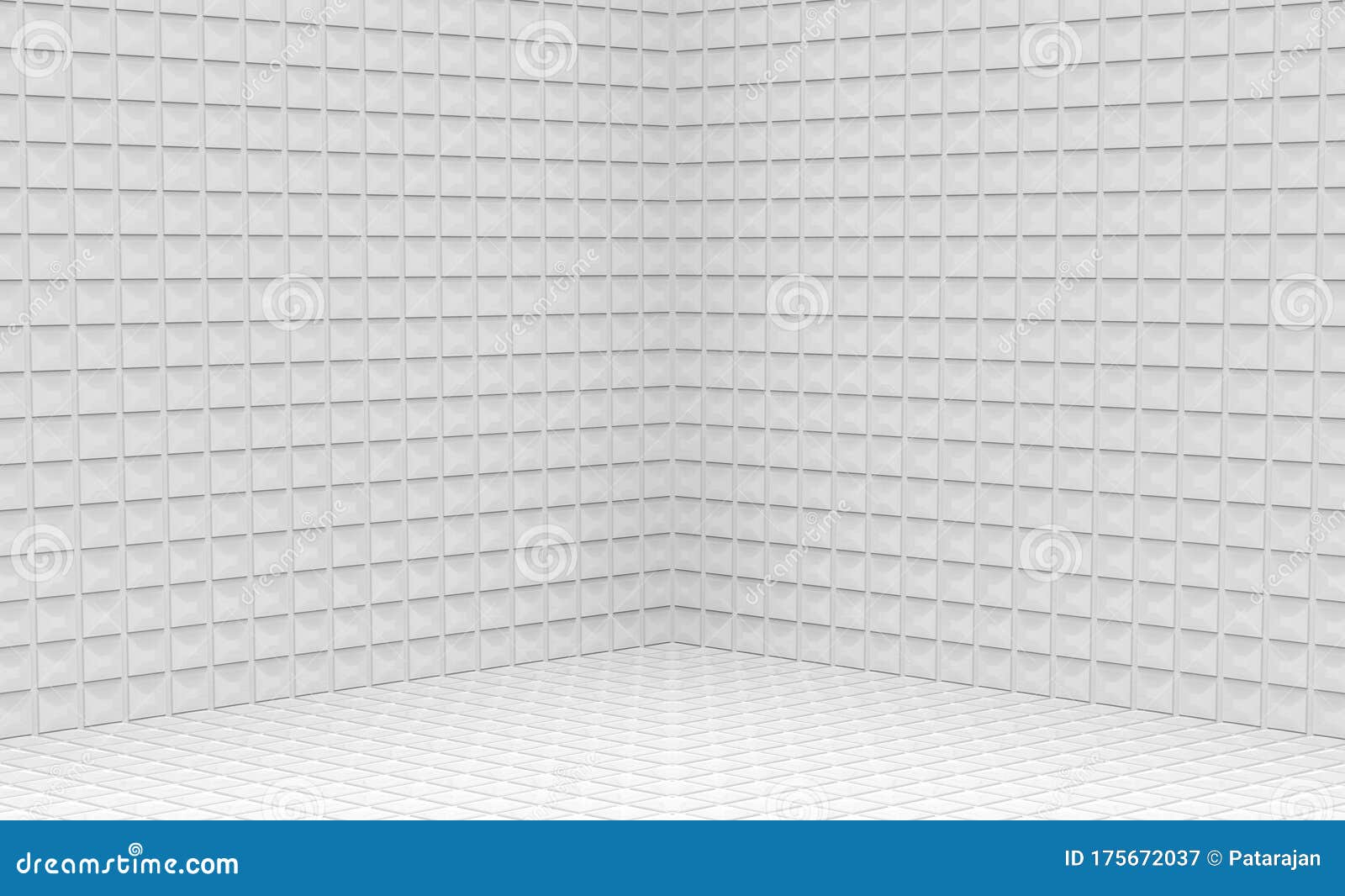 3d Rendering. Empty Modern Small Square Grid Pattern Ceramic Tiles ...