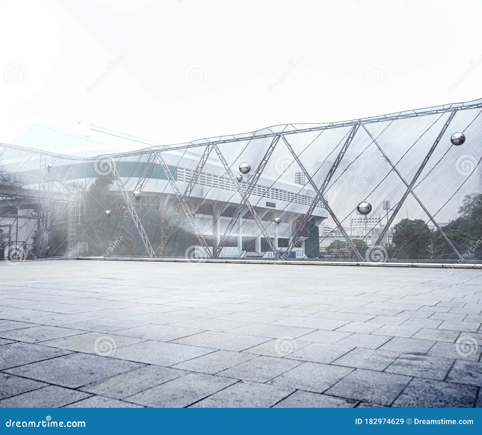 Empty, Modern Square and Skyscrapers in Modern City.with Skyline ...