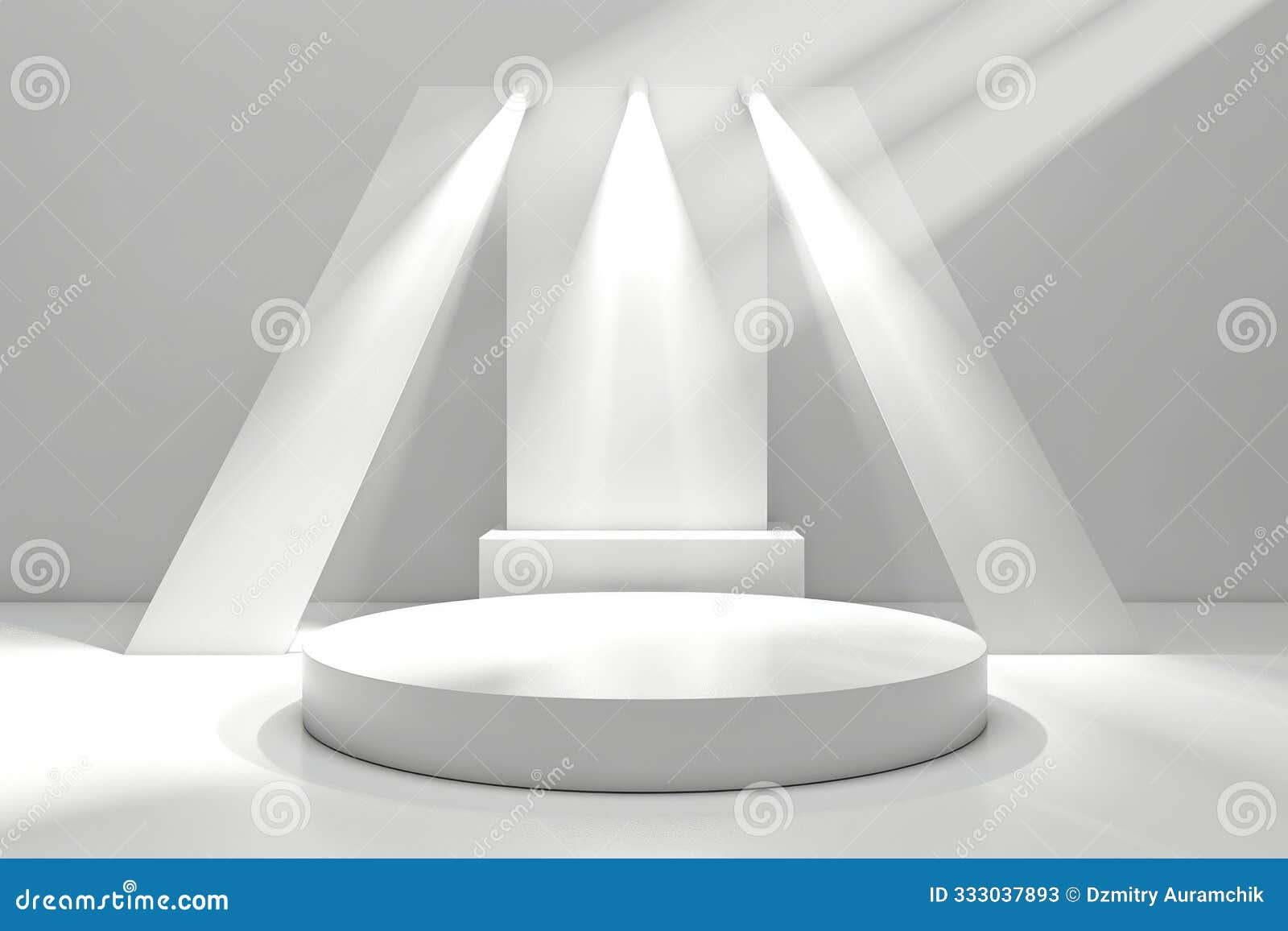 An Empty Modern Stage with Curved Lines, Illuminated by Natural Light ...