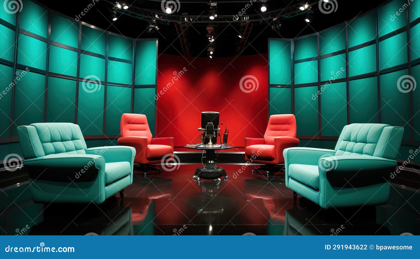 Stylish Chairs in an Empty Modern Studio, Ideal for Podcasts and ...