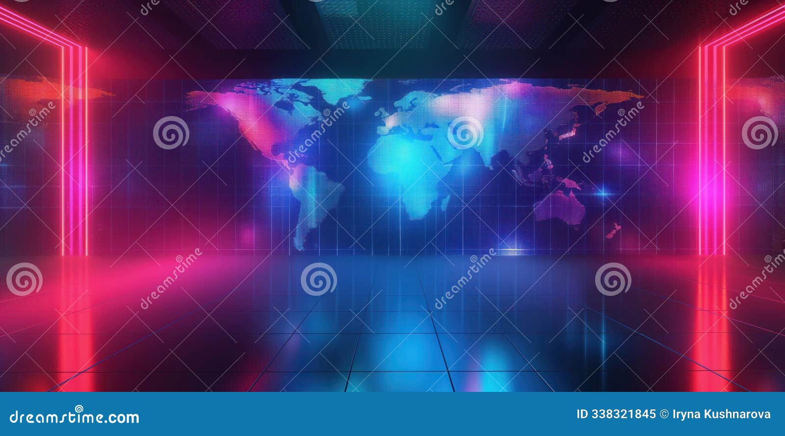 Empty Modern Studio Space with Graphical Abstract Background, 3D World ...