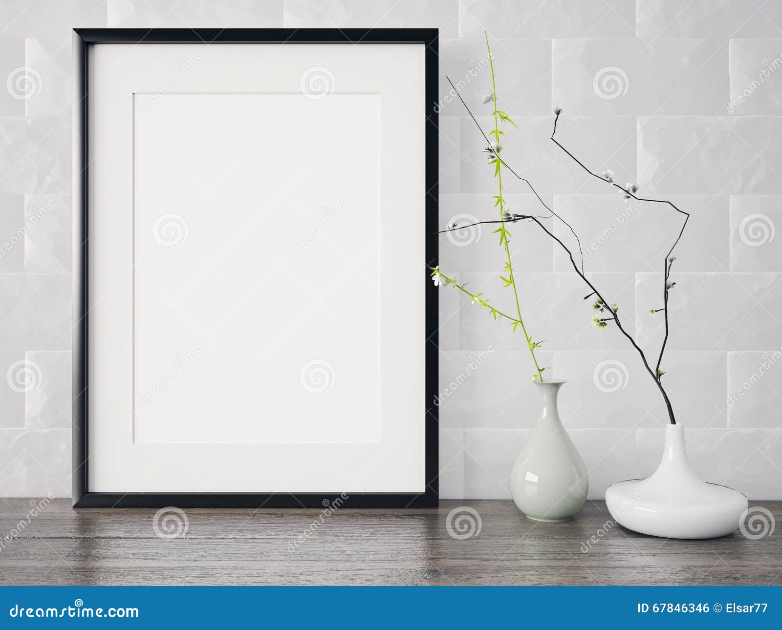 Empty Modern Style Frame, 3D Render Stock Photo - Image of creative ...