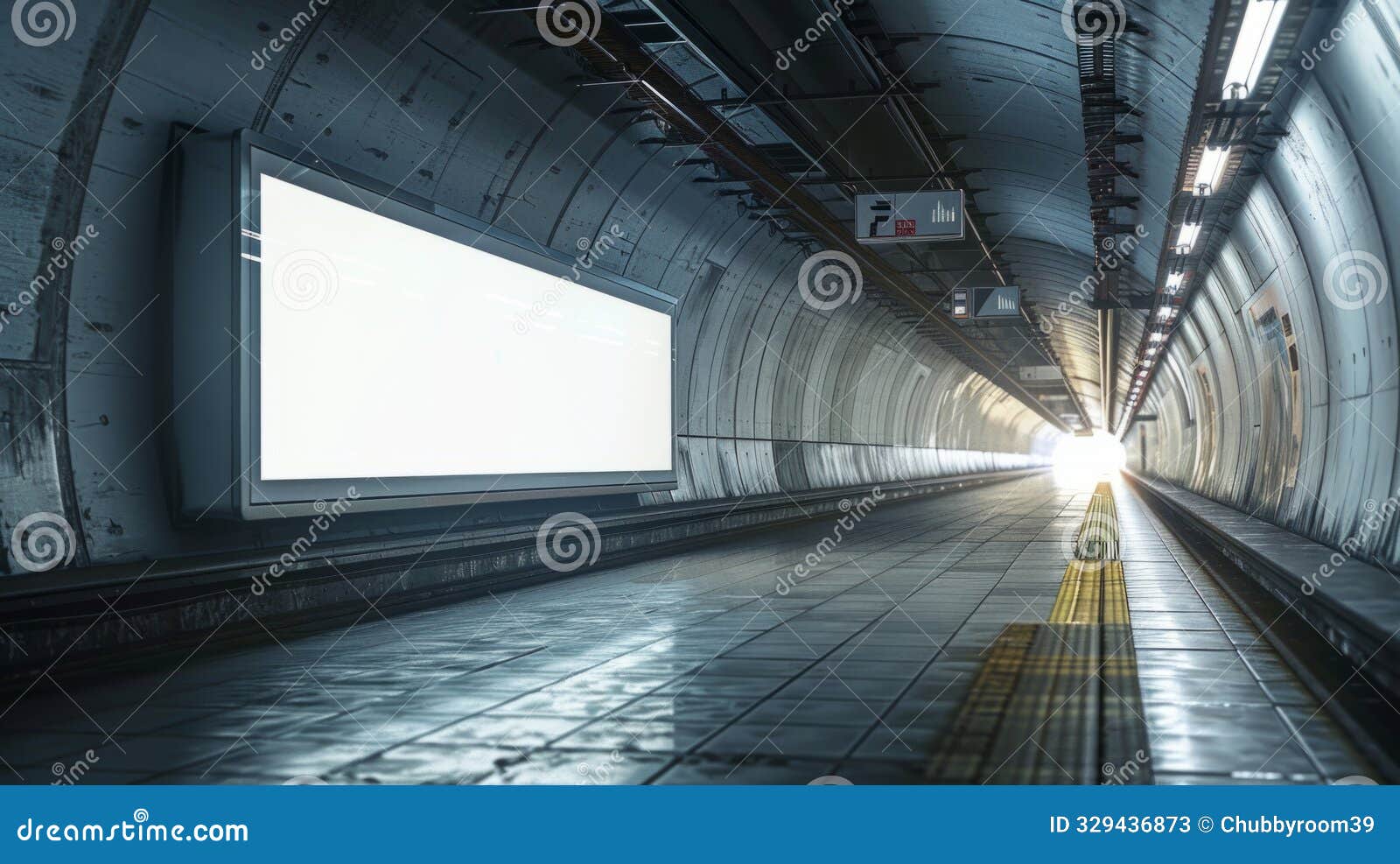 Modern Subway Tunnel With A Blank Advertising Billboard, Devoid Of ...
