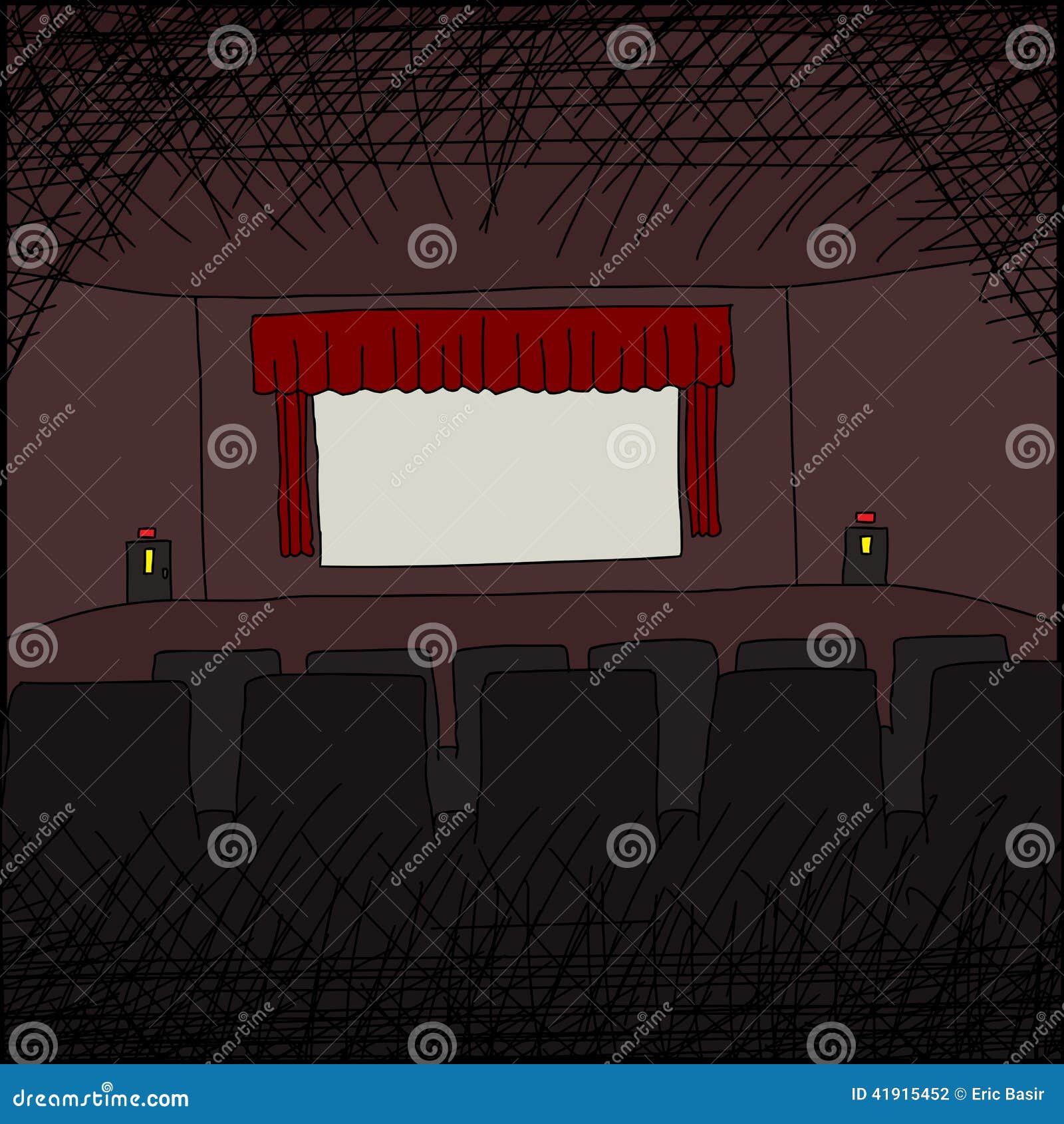 Empty Movie Theater stock vector. Illustration of space - 41915452