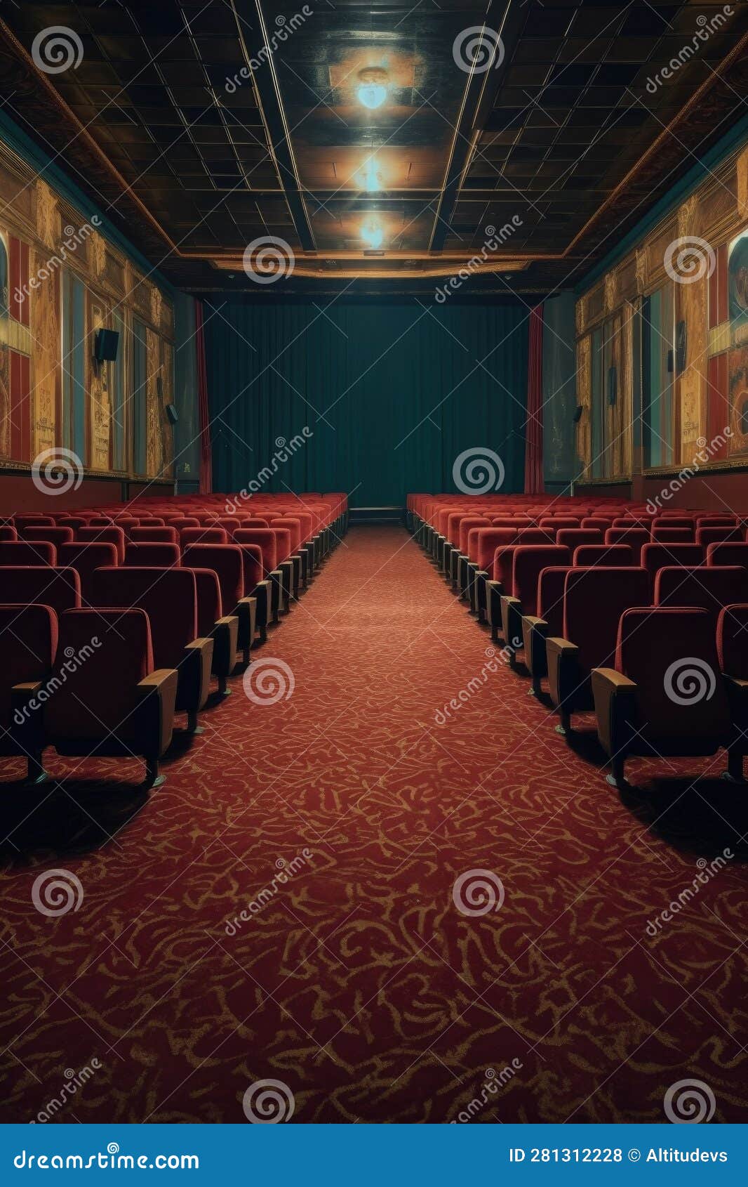 Empty Movie Theater with Rows of Seats Stock Illustration ...