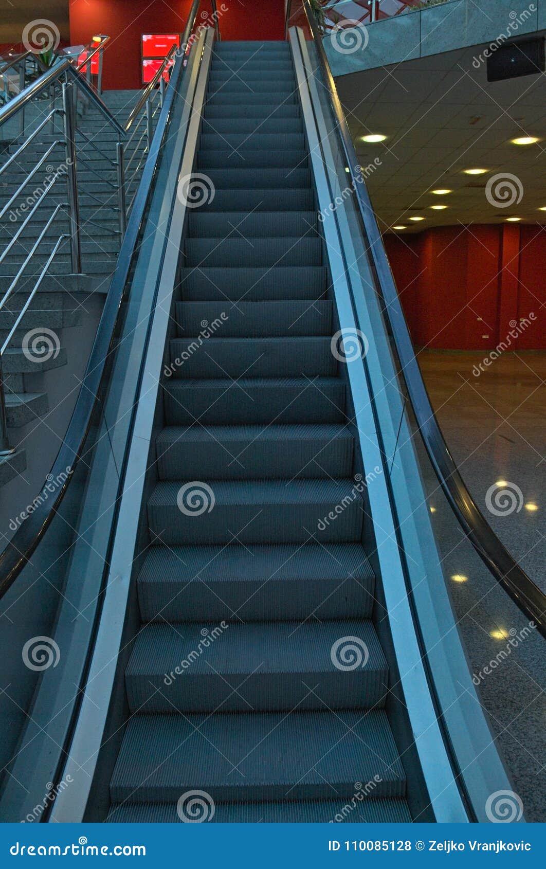 Empty Moving Stairs in Mall Going Up... Stock Photo - Image of blue ...