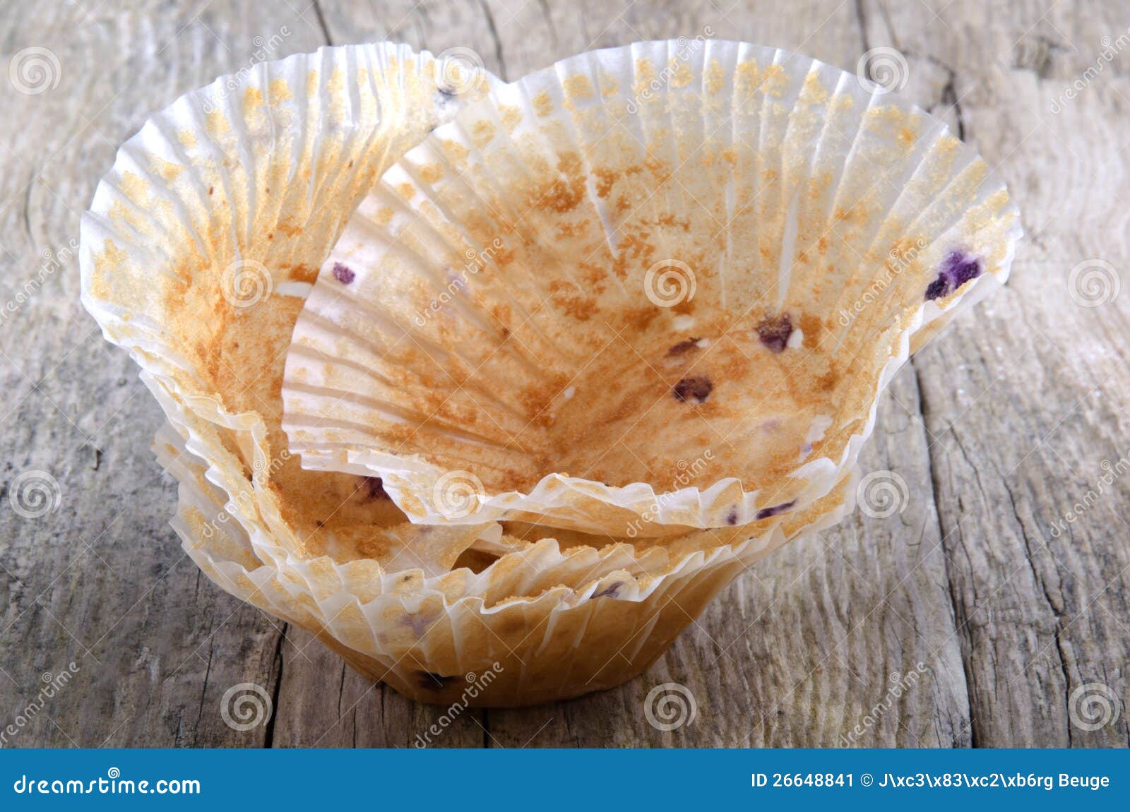 Empty Muffin Paper Cases on a Timber Board Stock Image - Image of ...