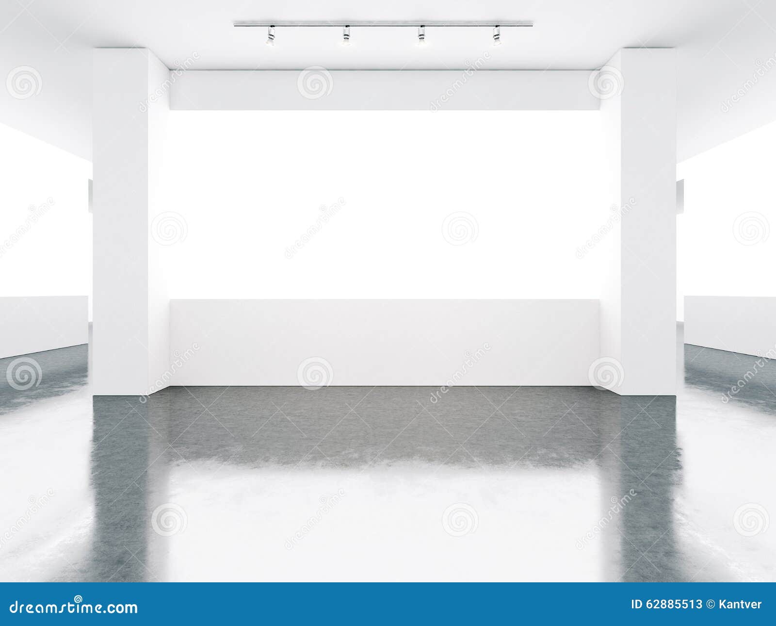 Empty Museum Gallery Interior with Concrete Floor Stock Image - Image ...