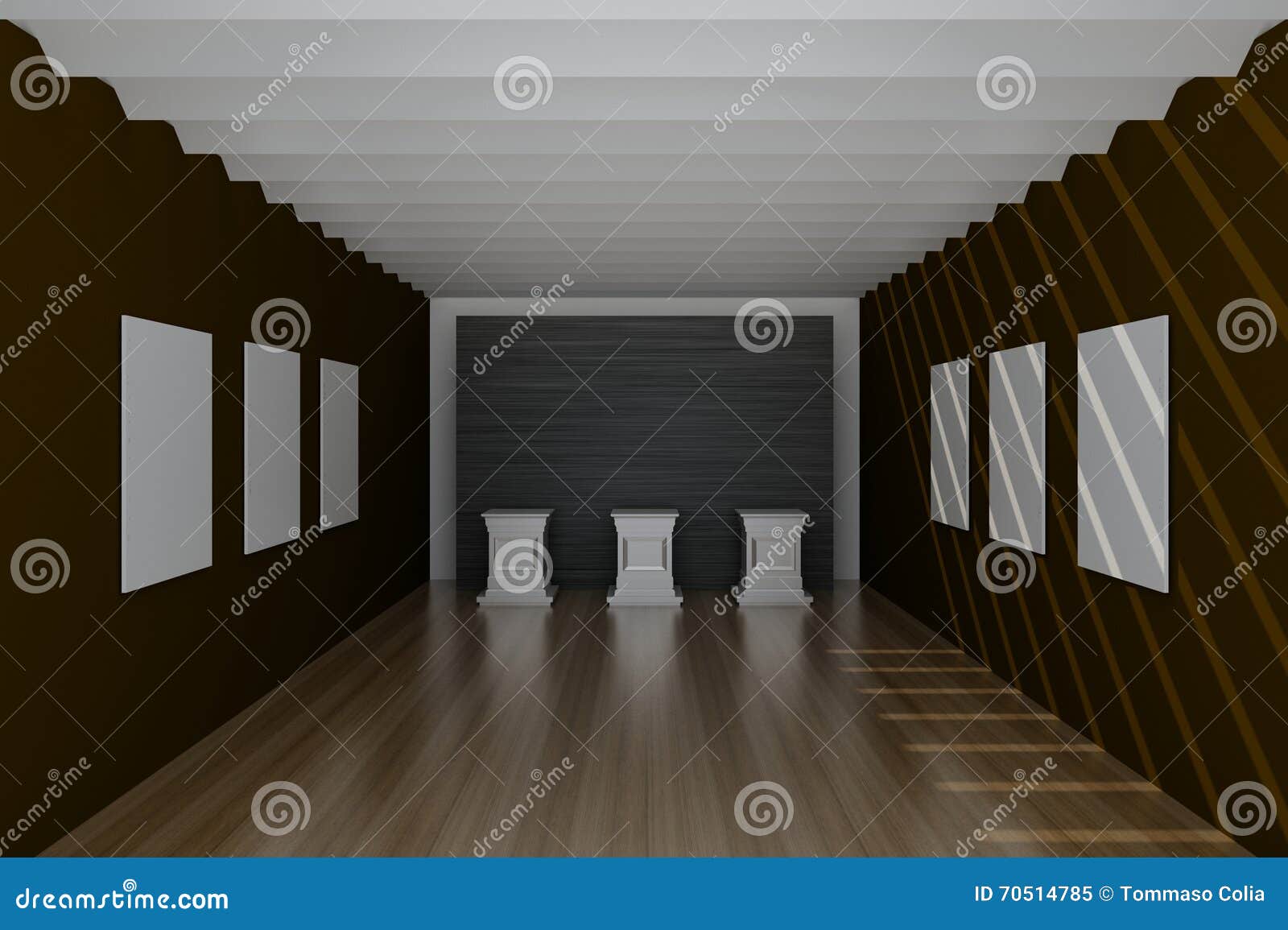 Empty Museum Hall, 3d Rendering Stock Illustration - Illustration of ...