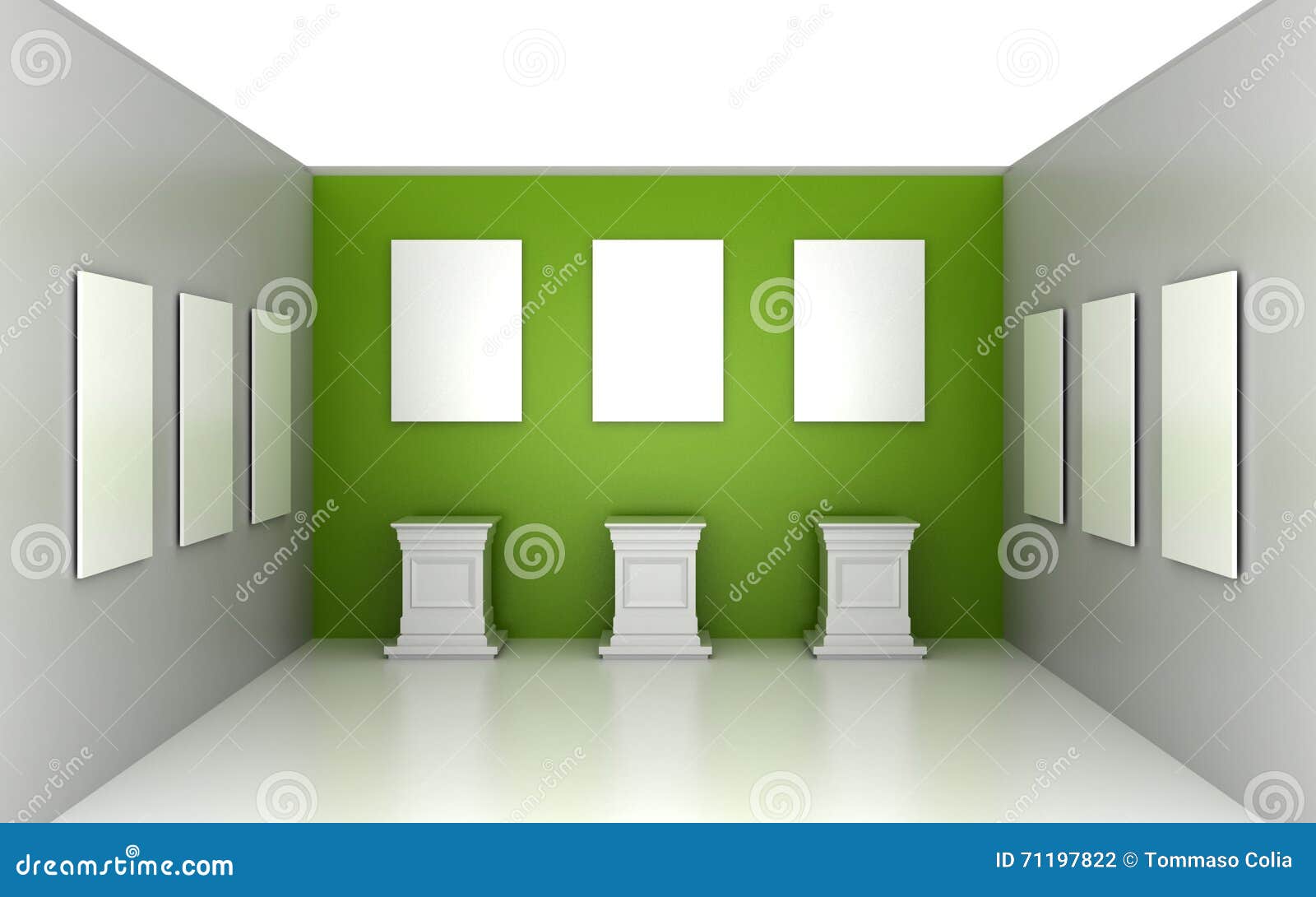 Empty Museum Hall, 3d Rendering Stock Illustration - Illustration of ...