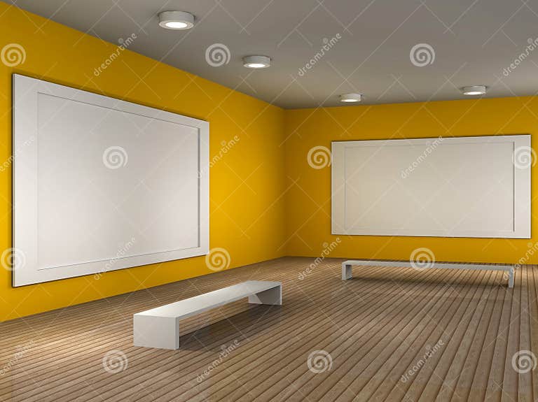A Empty Museum Room with Frame for Picture Stock Illustration ...