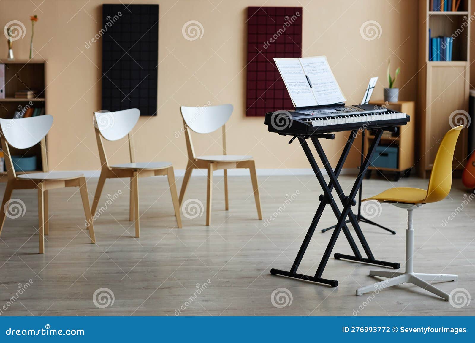 Empty Music Class with Synthesizer Stock Photo - Image of interior ...