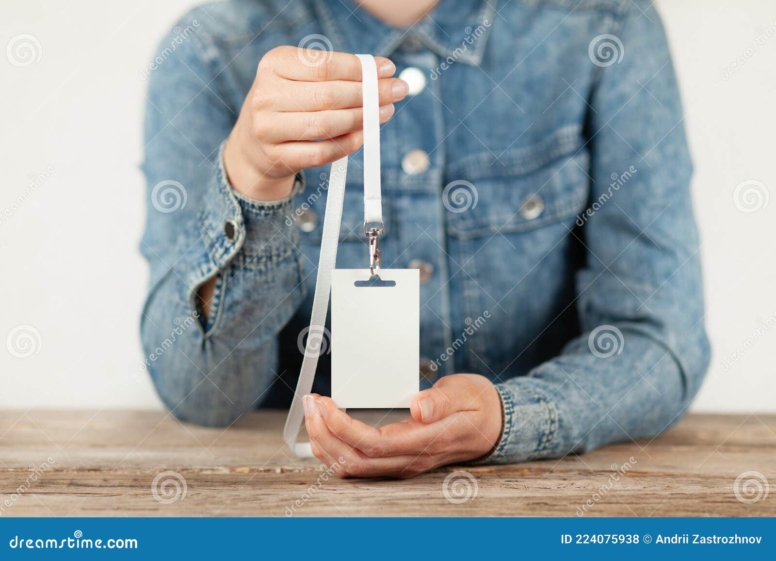 Empty Name Tag in Hands. Identification Badge Template Stock Photo ...