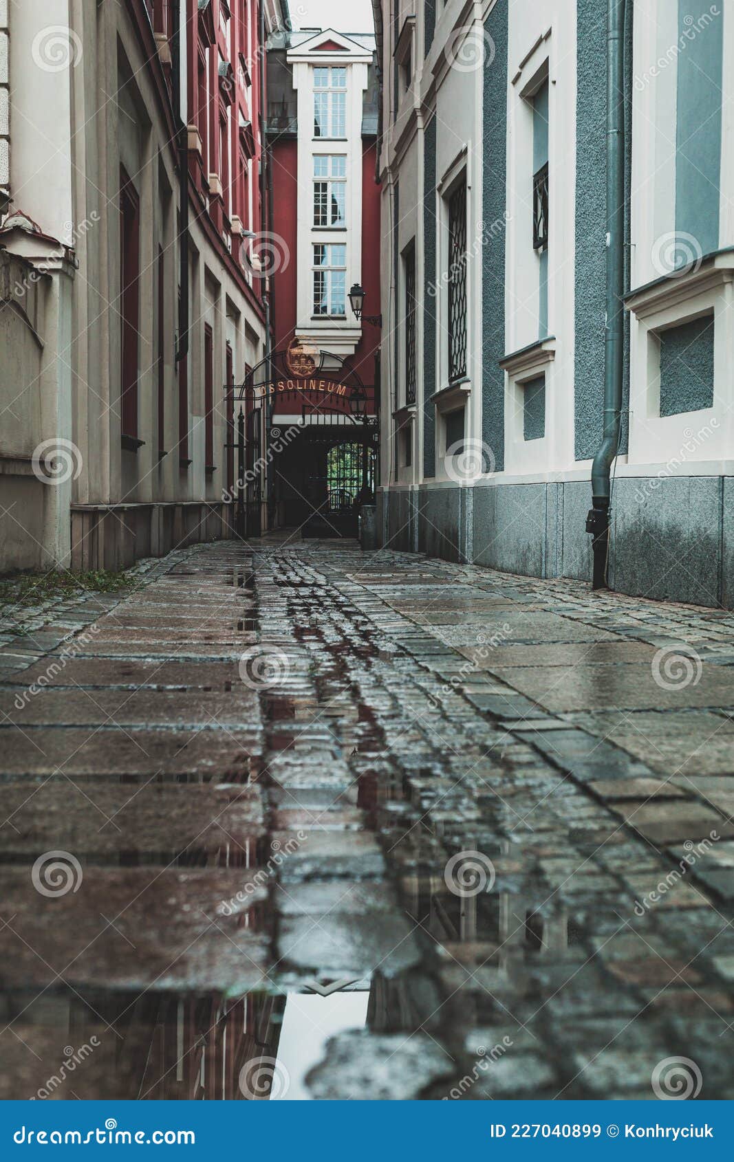 Empty Narrow Passage between Buildings, Streets after the Rain ...