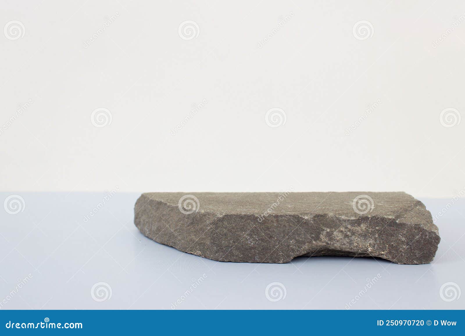 Empty Natural Flat Gray Stone Podium on Gray Blue Background. Copy ...