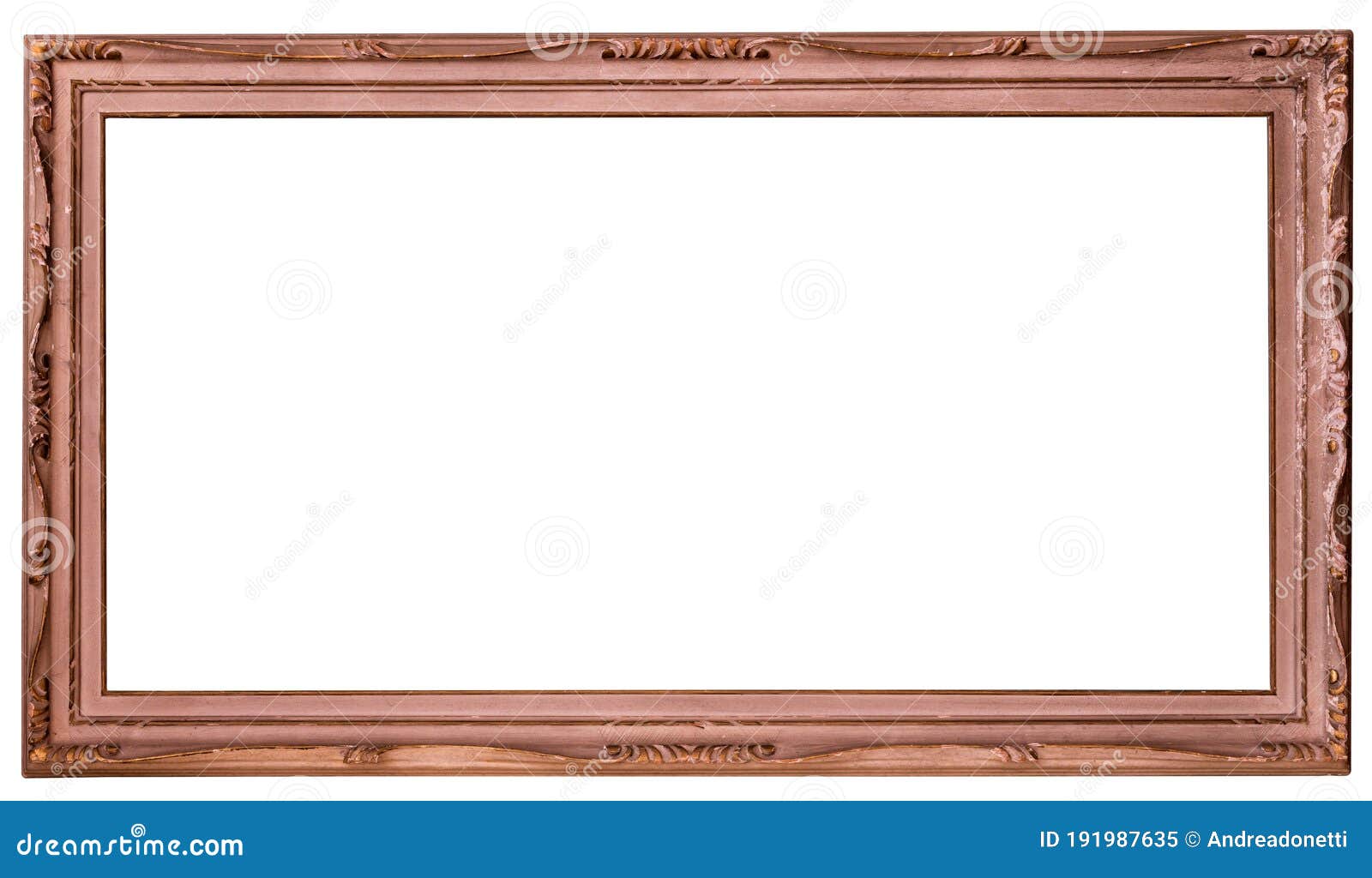 Empty Natural Wood Rectangular Vintage Frame Stock Image - Image of ...