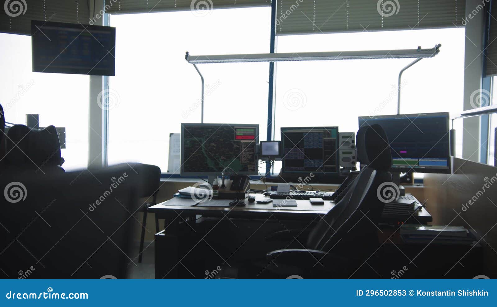 Empty Navigation Control Room in the Airport - the Workplace Stock ...