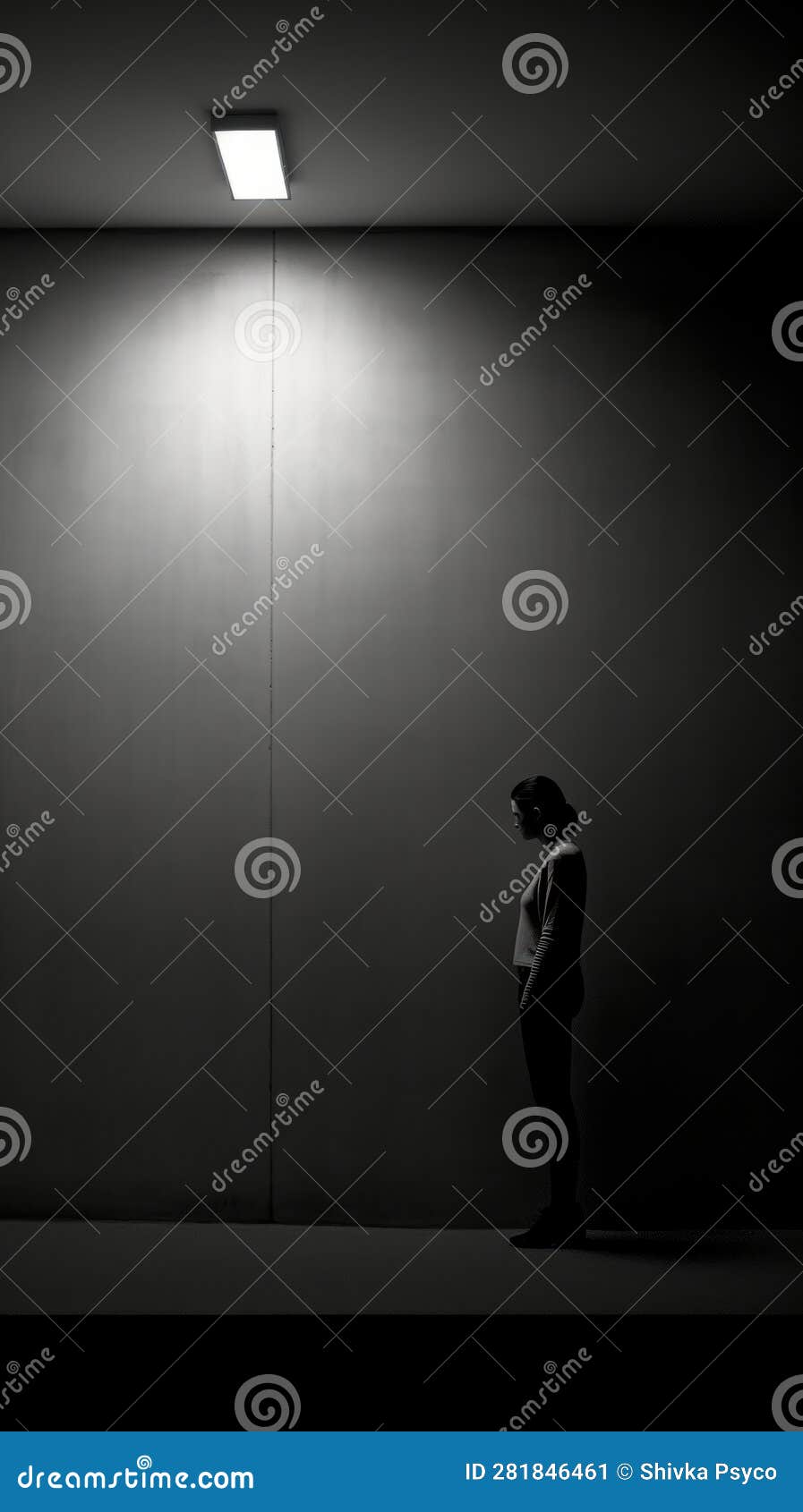 Empty Negative Space Minimalistic Photo of Person in Dark Area Stock ...