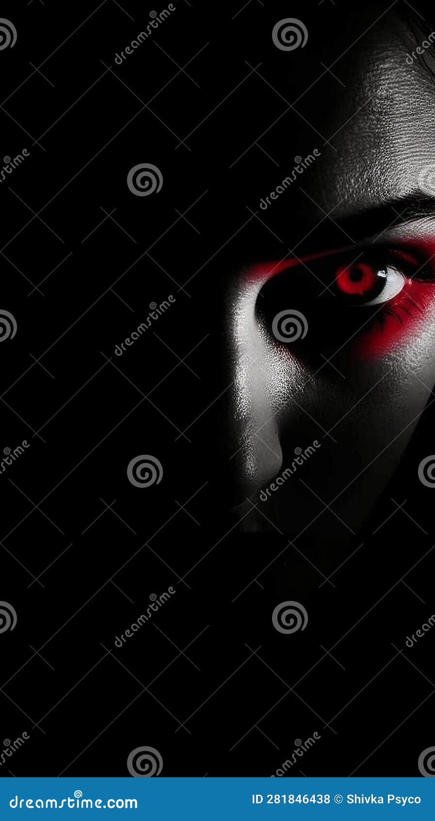 Empty Negative Space Minimalistic Photo of Red Eyes Face Stock ...