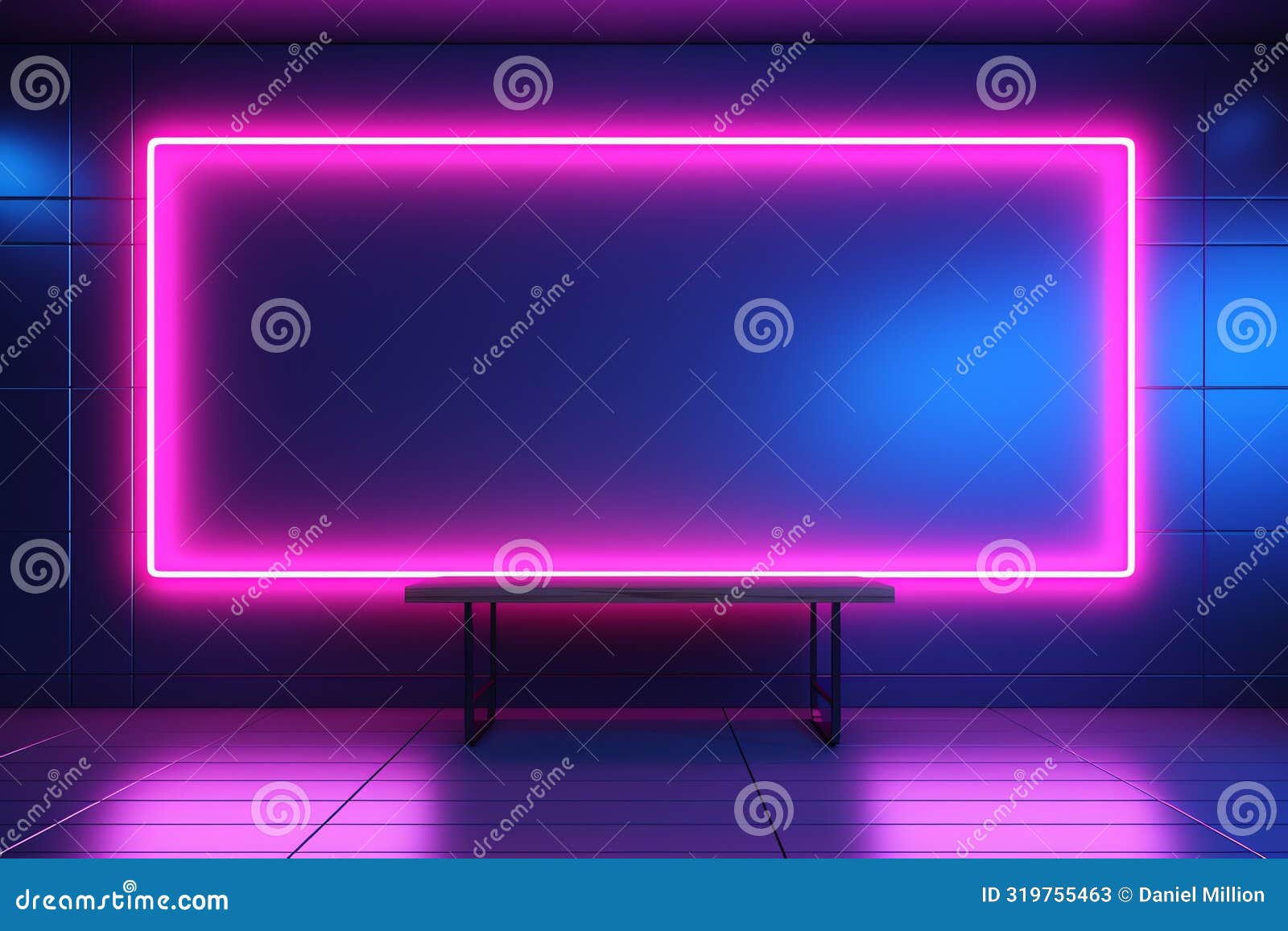 Empty Neon Light Office Wall for Logo Stock Illustration - Illustration ...