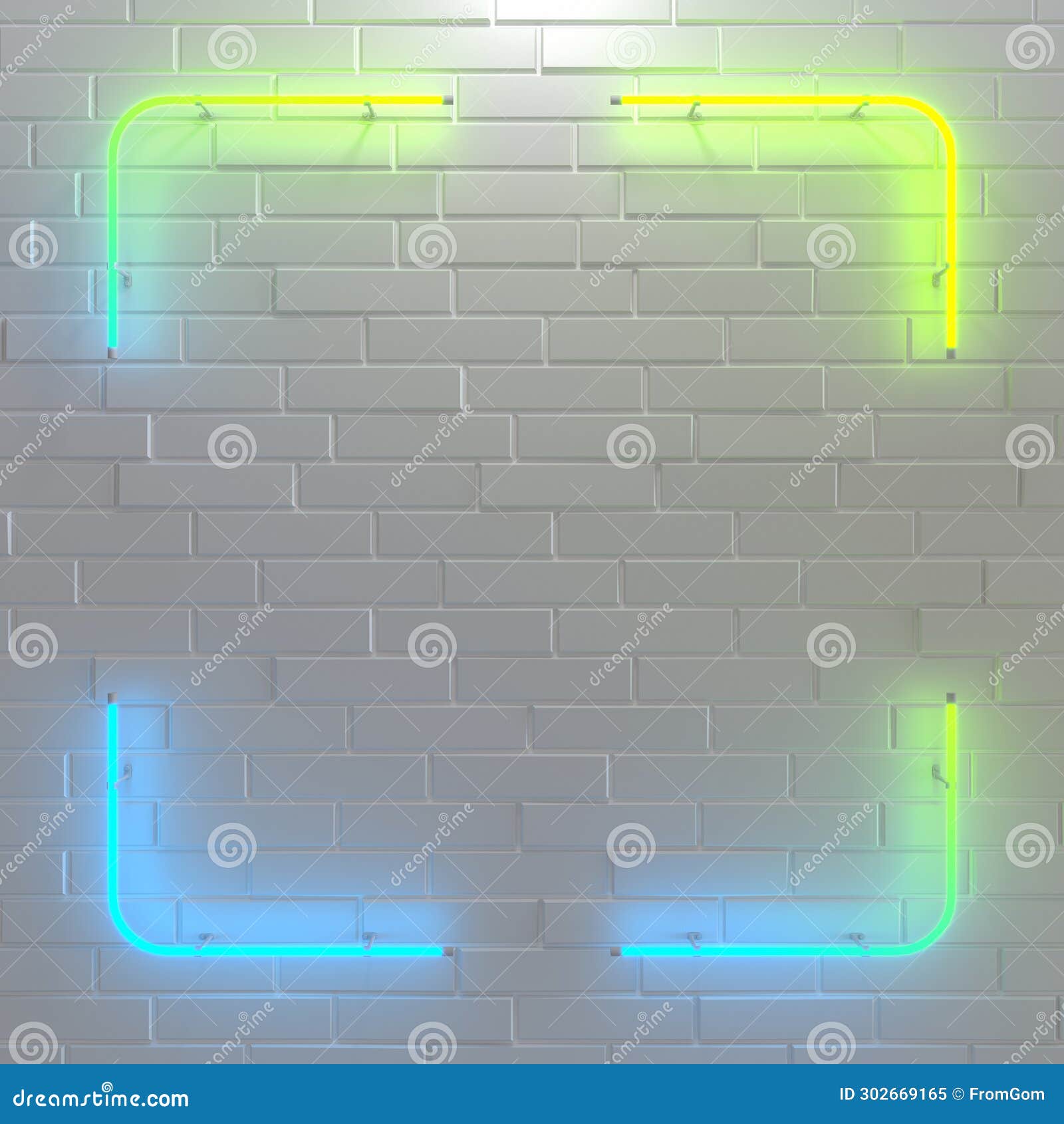 Empty Neon Sign with Illumination on Wall. 3d Illustration Stock ...