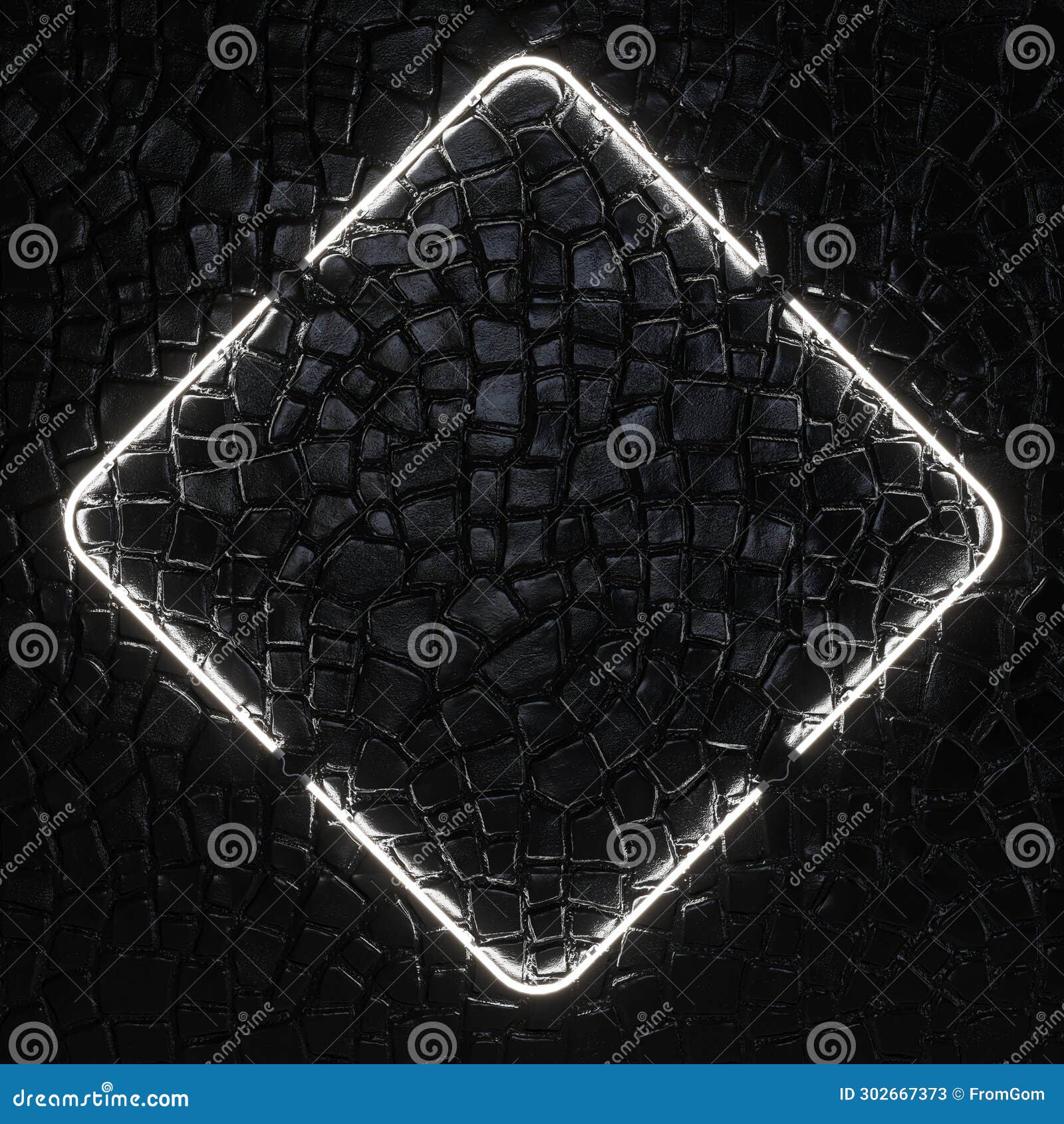 Empty Neon Sign with Illumination on Wall. 3d Illustration Stock ...