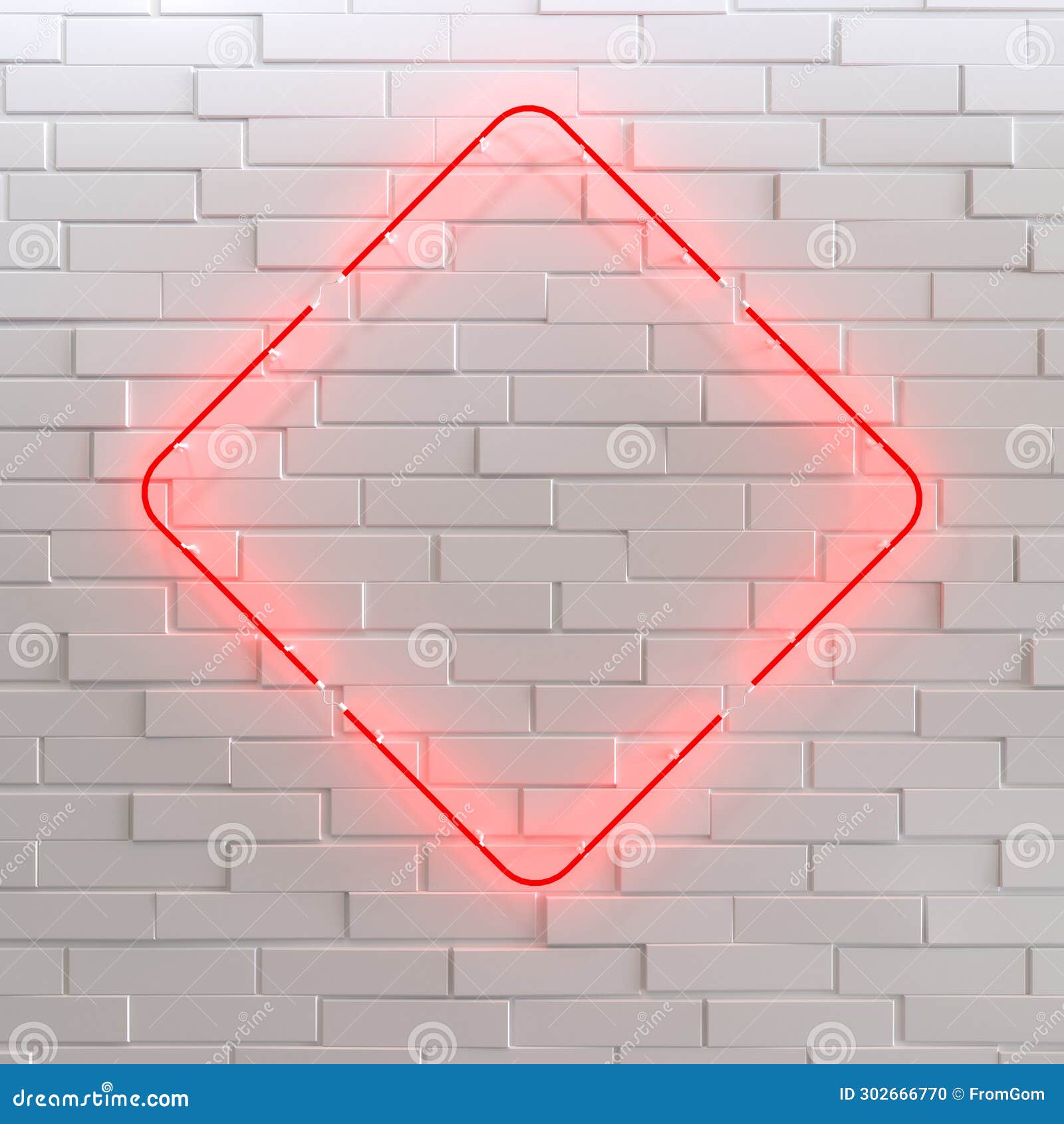 Empty Neon Sign with Illumination on Wall. 3d Illustration Stock ...