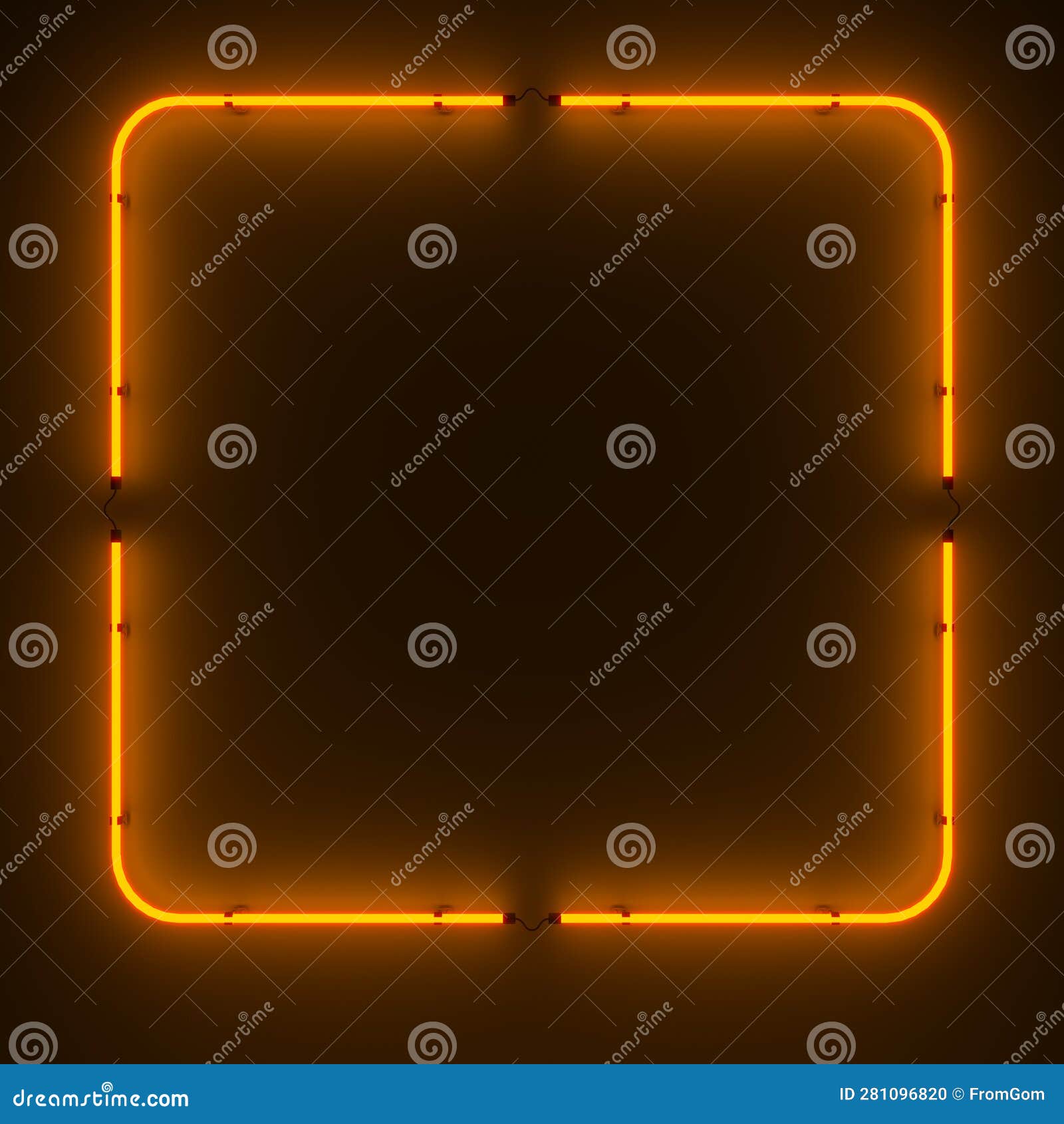 Empty Neon Sign with Illumination on Wall. 3d Illustration Stock ...